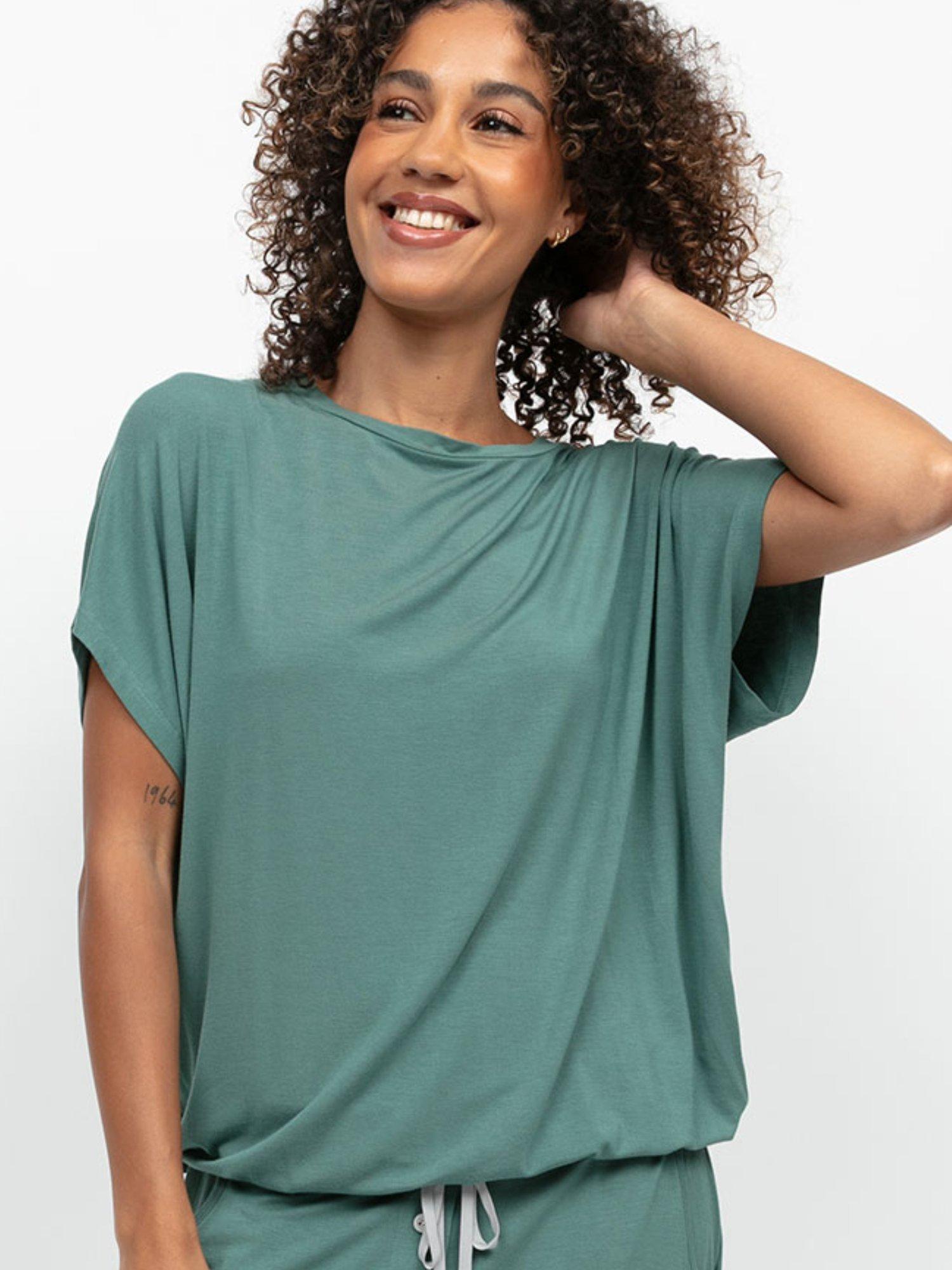 Cyberjammies Kallie Slouch Jersey Pyjama Top, Seafoam Green