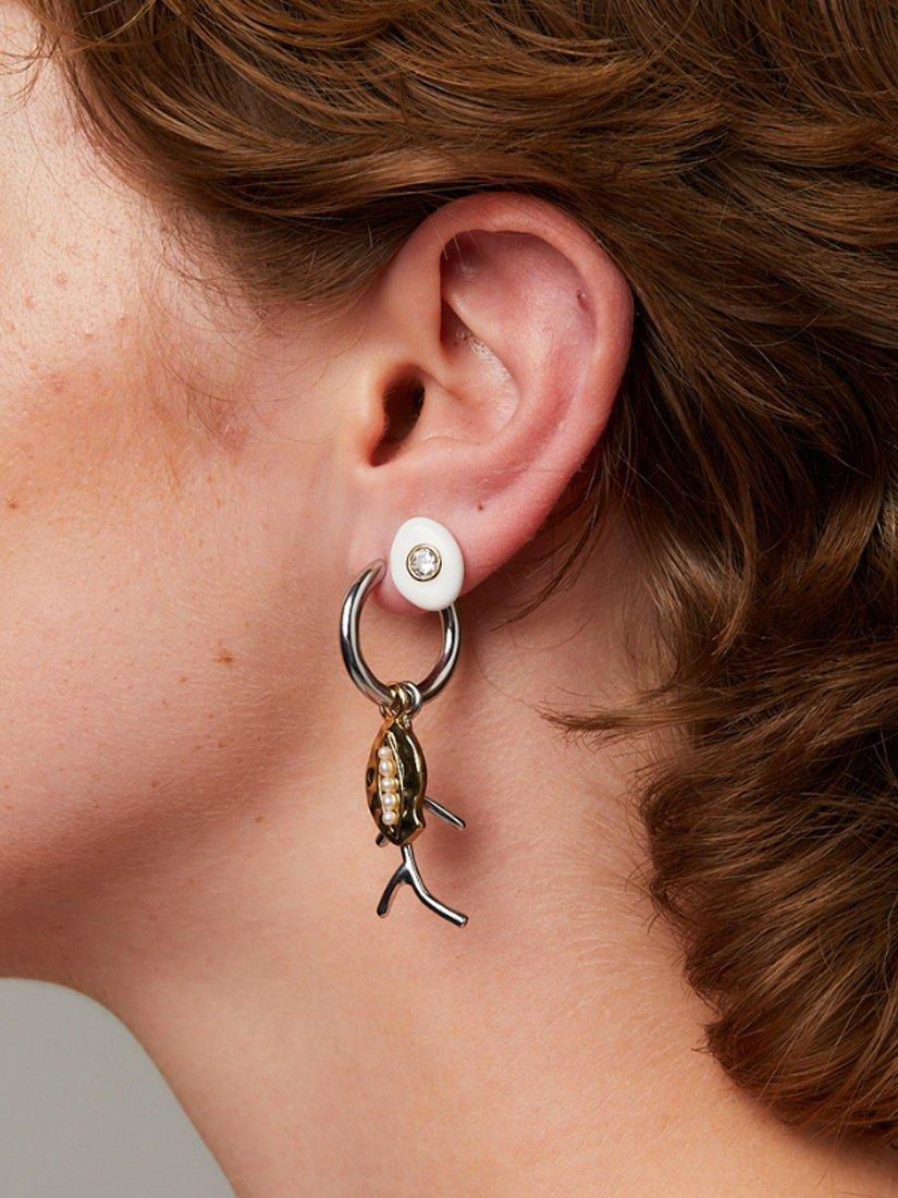 frkl. Hero Charm Midi Hoop Earrings, Silver