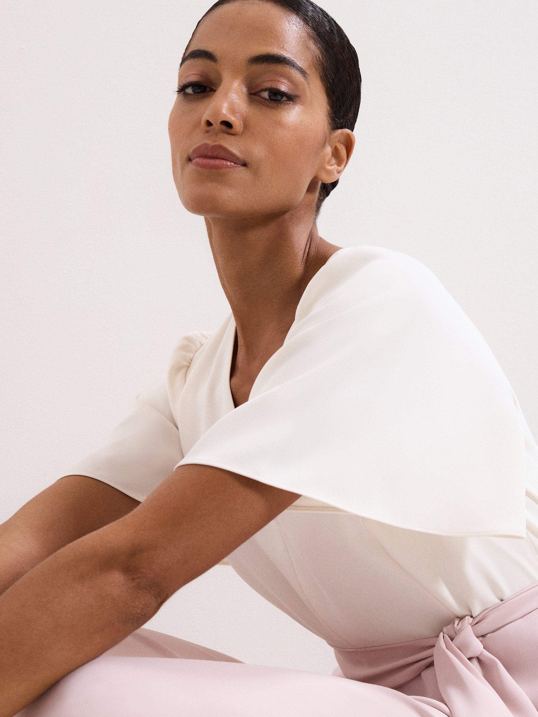 Phase Eight Petite Kallie Colour Block Wide Leg Jumpsuit, Pale Pink