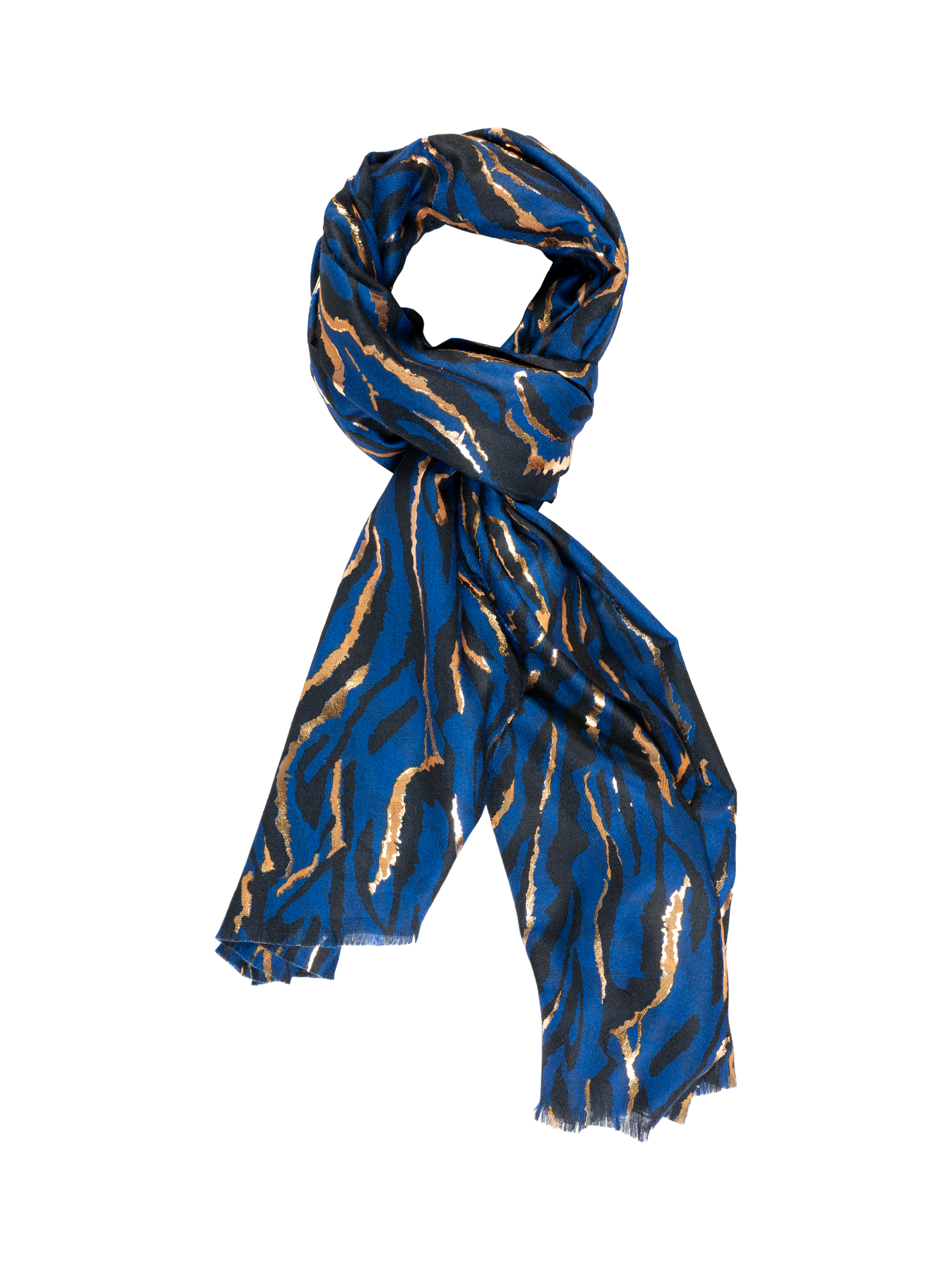chesca Foil Zebra Scarf, Blue/Multi