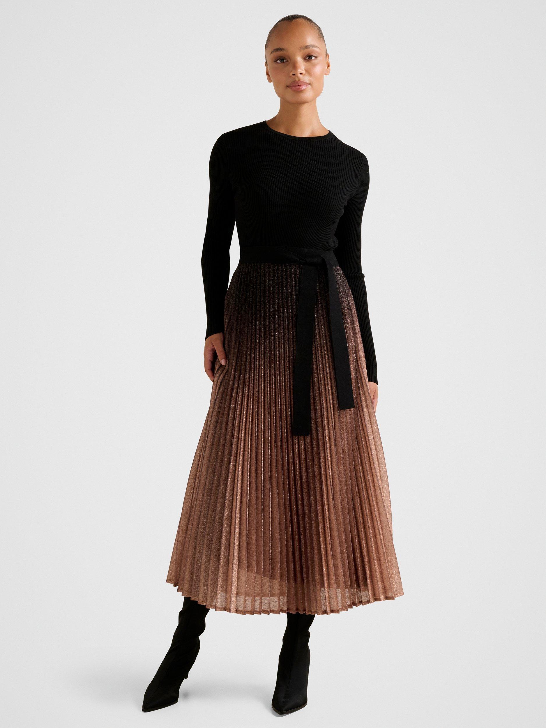 Forever New Celina Ombre Metallic Midi Dress, Black