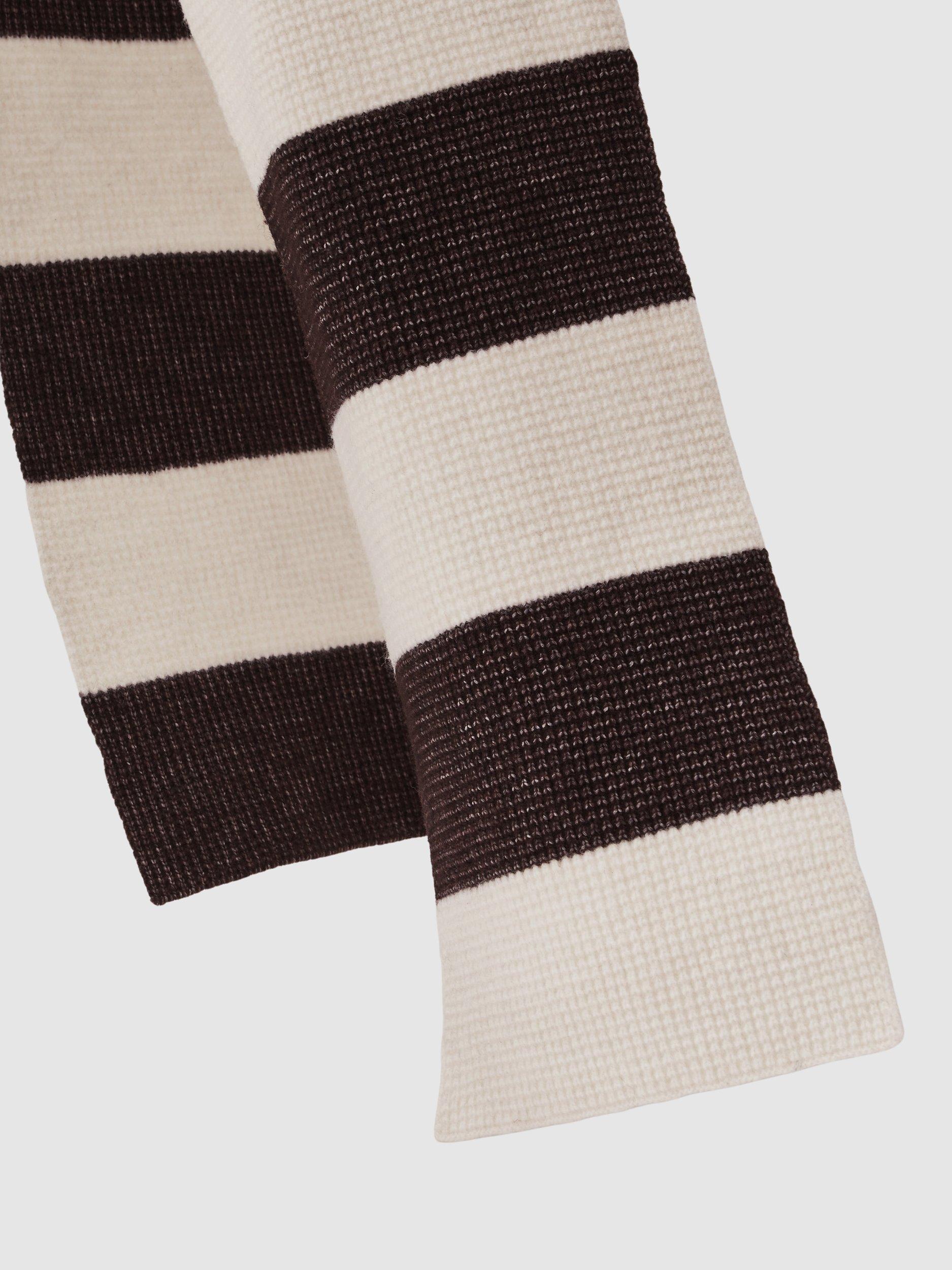 Reiss Wesley Striped Wool Blend Scarf, Chocolate Brown