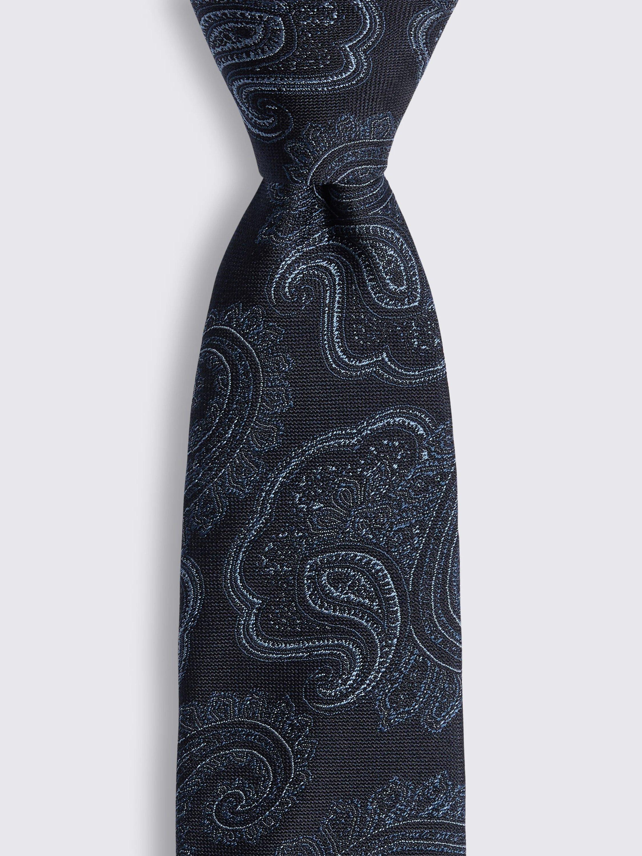 Moss Silk Paisley Tie, Blue