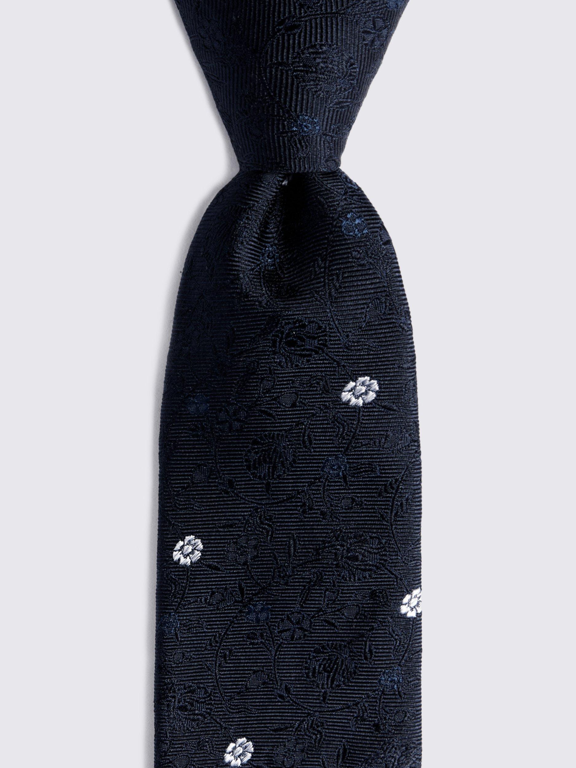 Moss Silk Micro Floral Tie, Blue