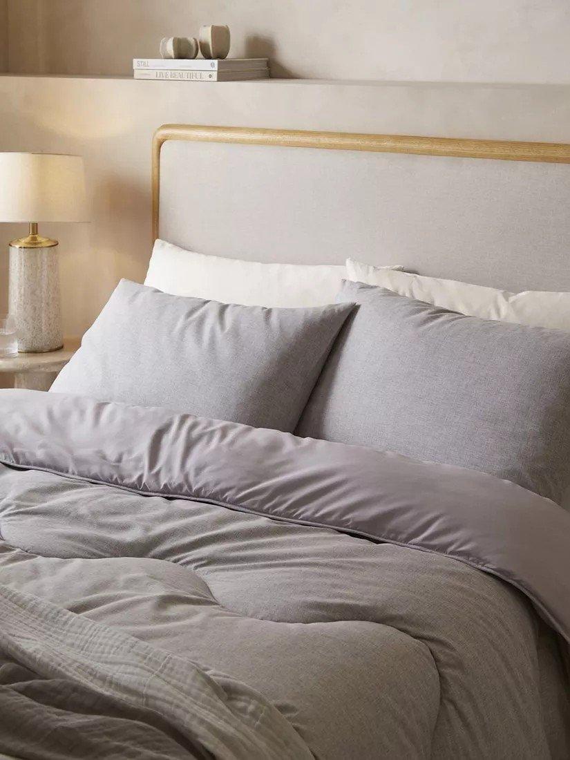 Night Lark Soft Weave Coverless Duvet, 4.5 Tog, Stone Grey, Super King