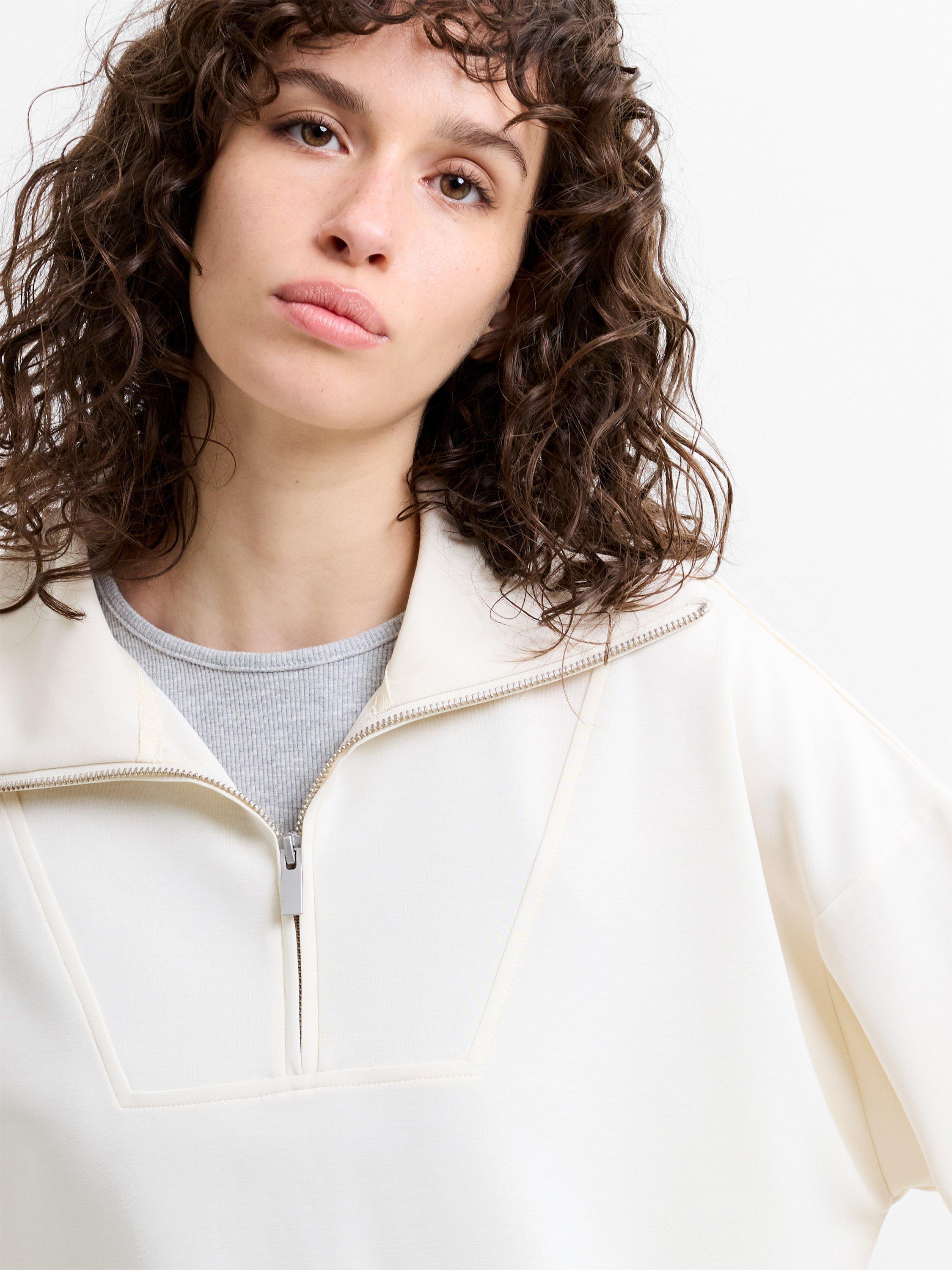 French Connection Wren 1/2 Zip Sweatshirt, Porcelain Cream