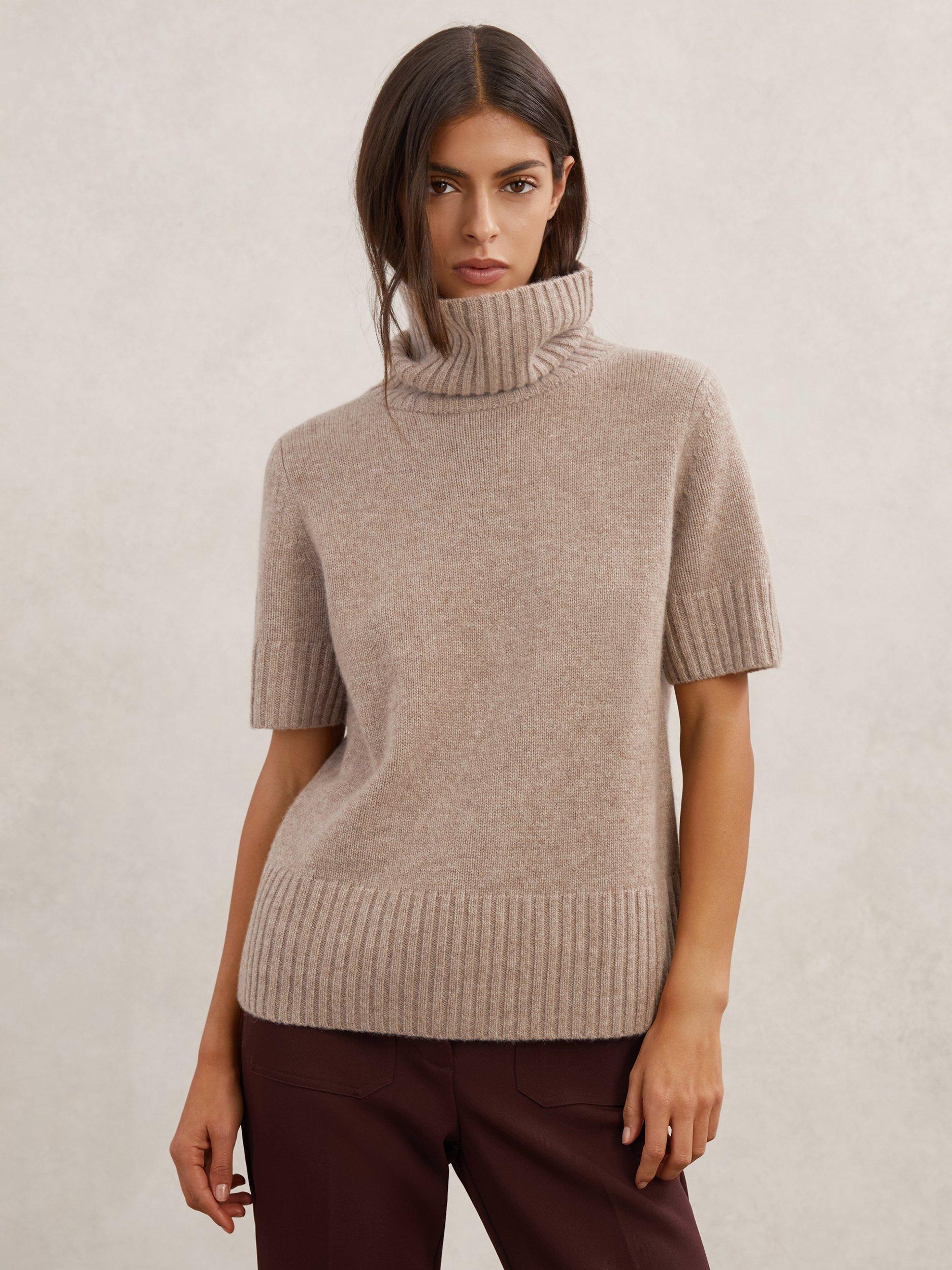 Reiss Esme Cashmere Short Sleeve Roll Neck Jumper