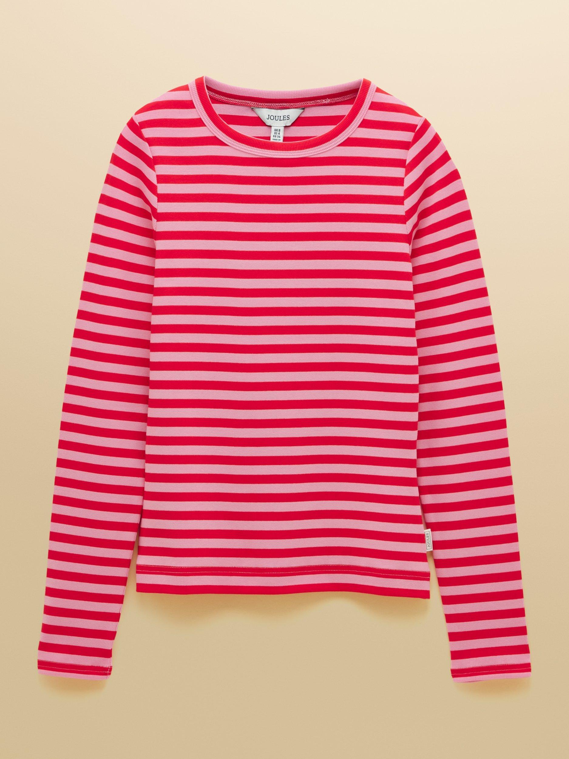 Joules Sophie Stripe Long Sleeve Top, Pink/Red