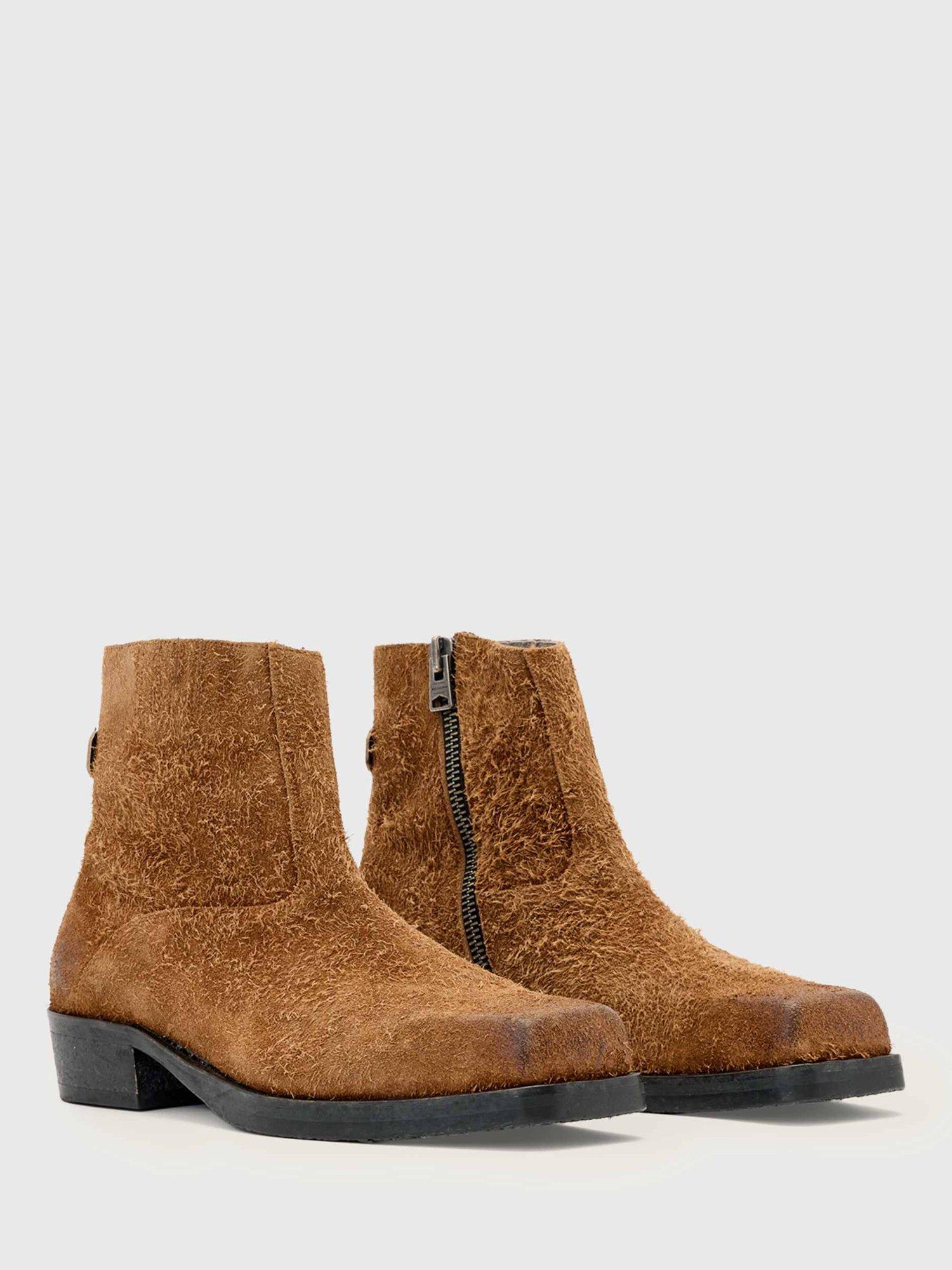 AllSaints Orla Suede Stone Wash Boots, Terracotta