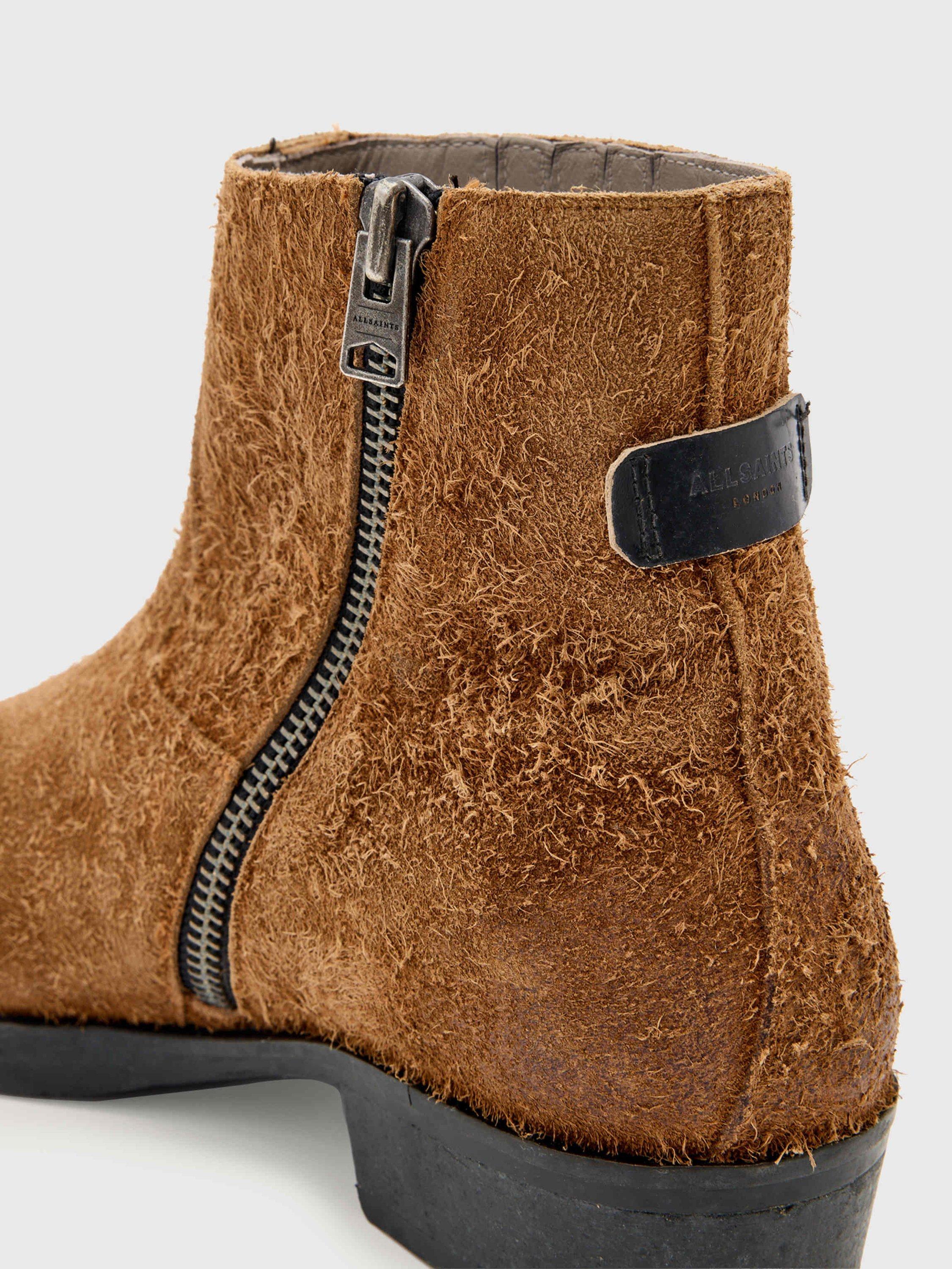 AllSaints Orla Suede Stone Wash Boots, Terracotta