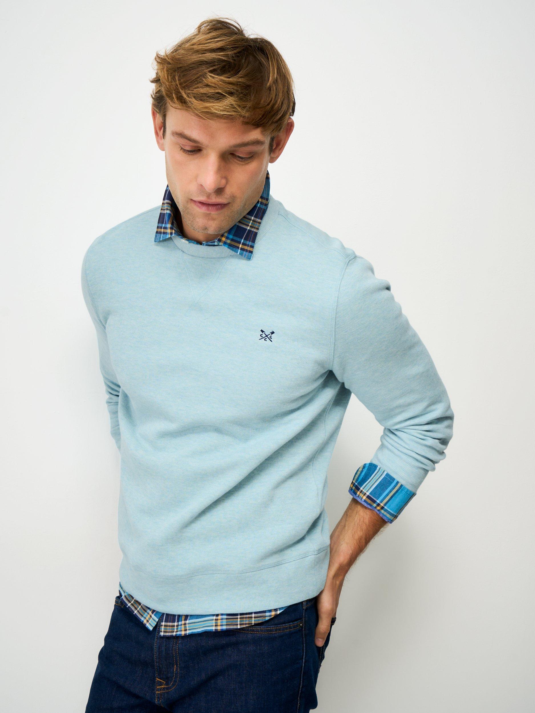 Crew Clothing Cotton Crew Neck Sweatshirt, Aqua Blue