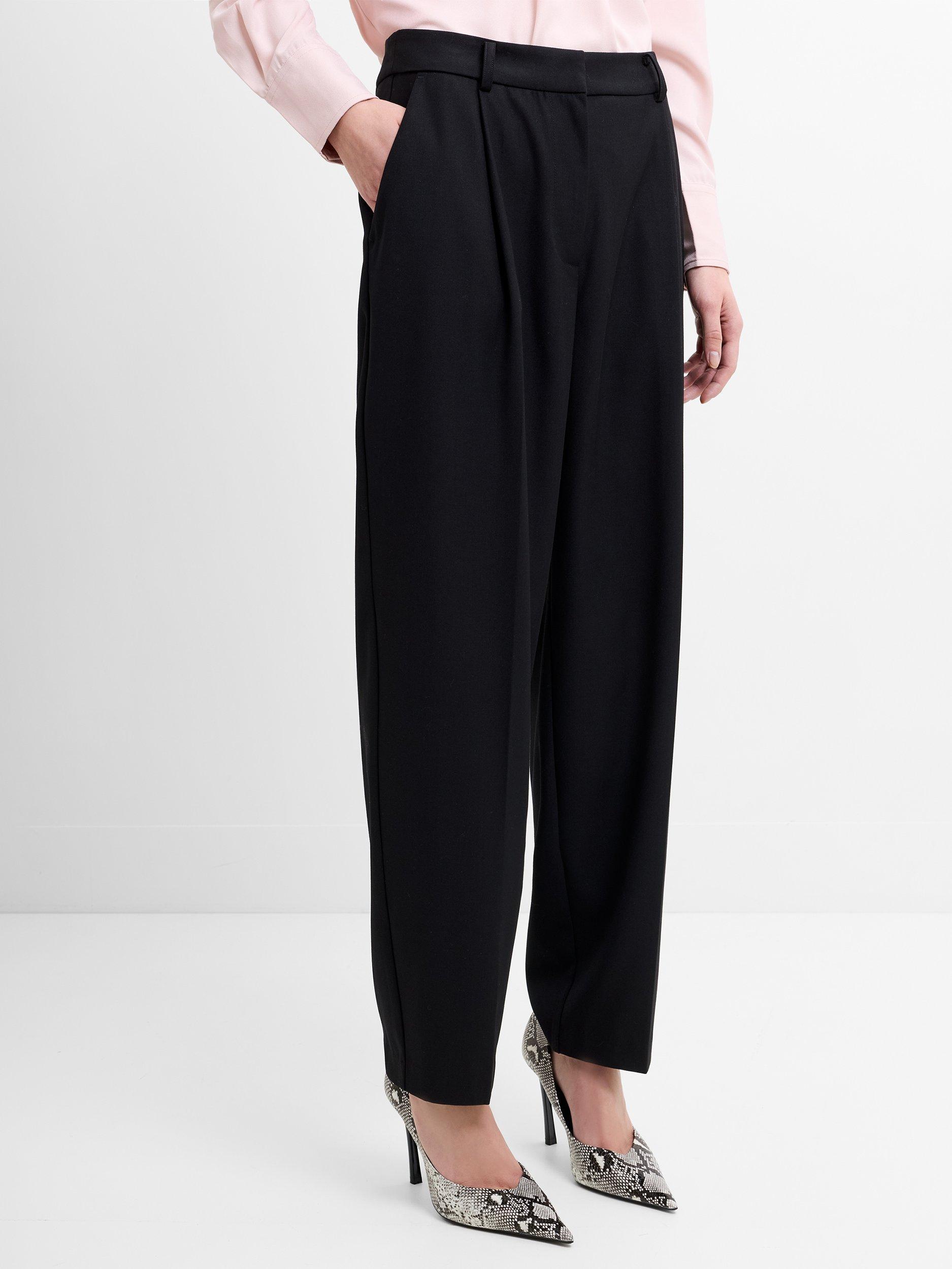 French Connection Netta Tailored Barrel Leg Pleated Trousers, Black