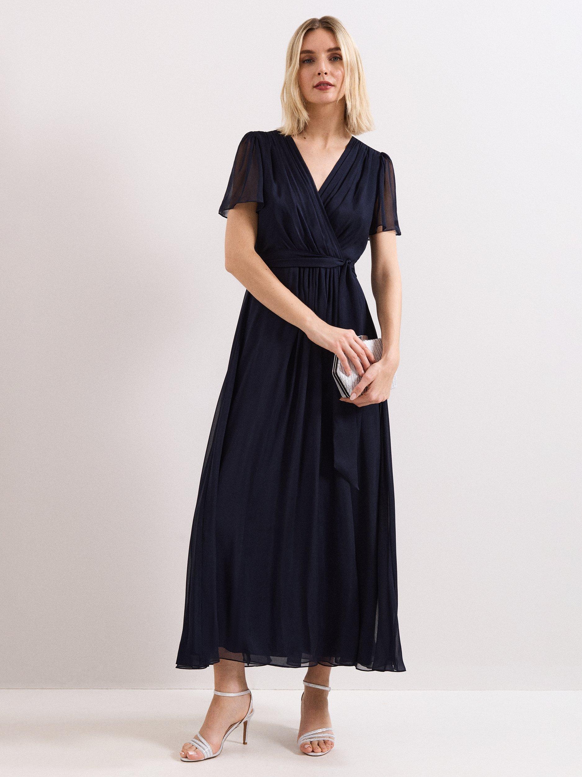 Phase Eight Alena Pure Silk Maxi Dress, Navy