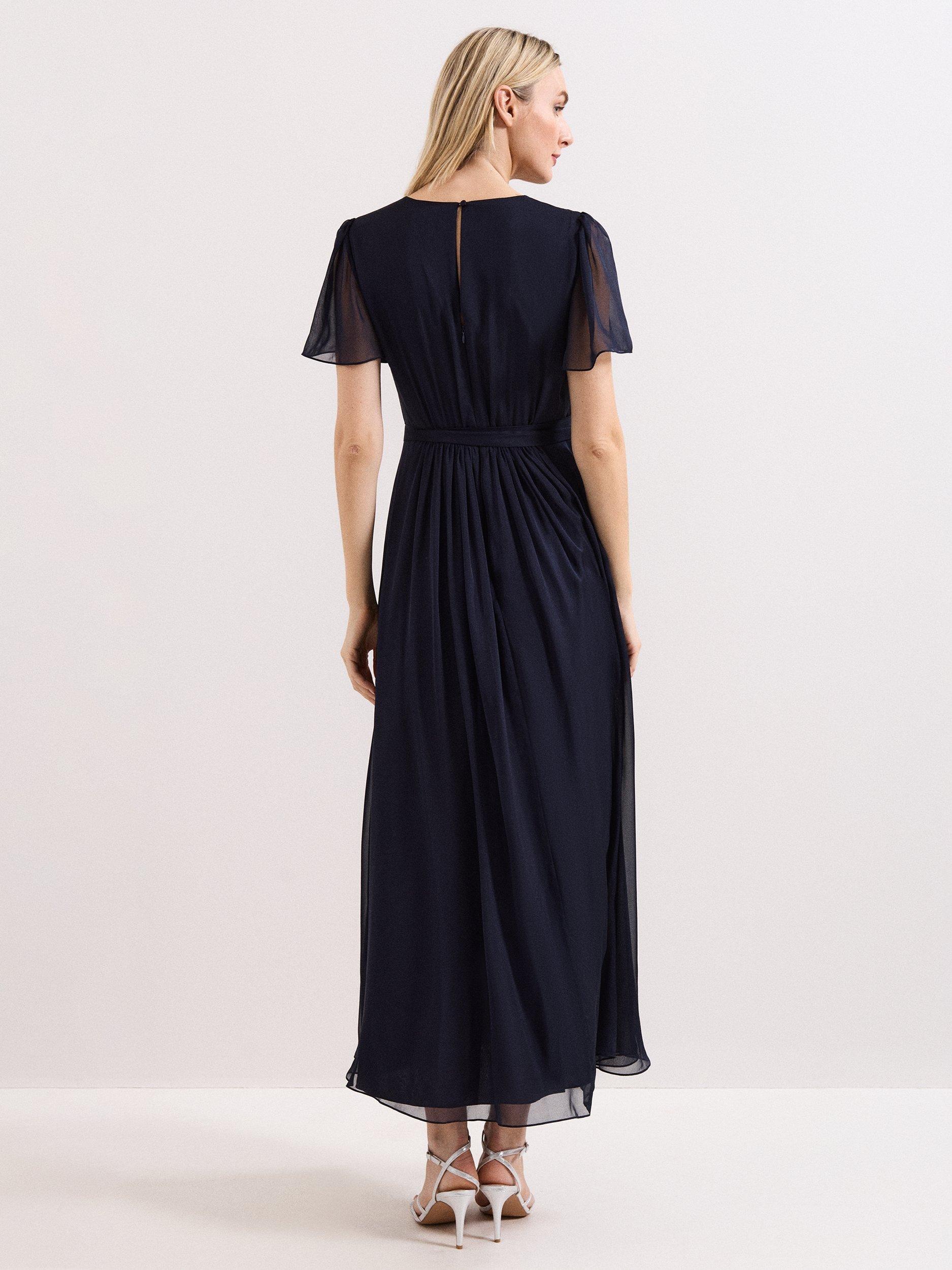 Phase Eight Alena Pure Silk Maxi Dress, Navy