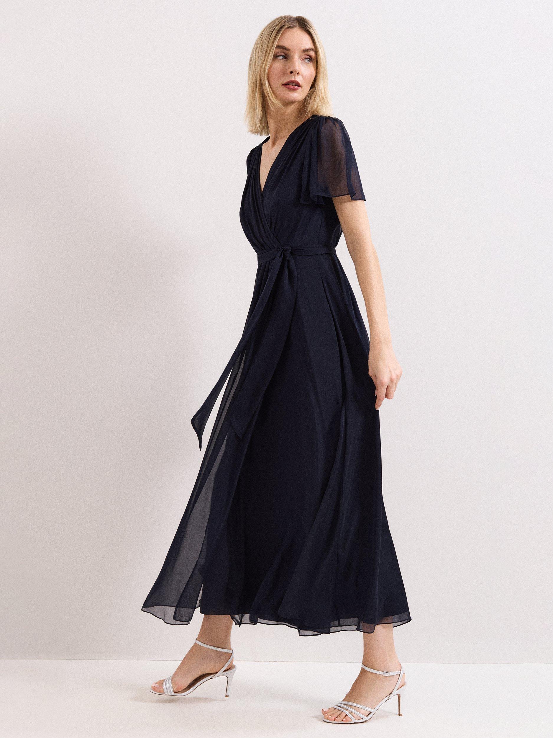 Phase Eight Alena Pure Silk Maxi Dress, Navy