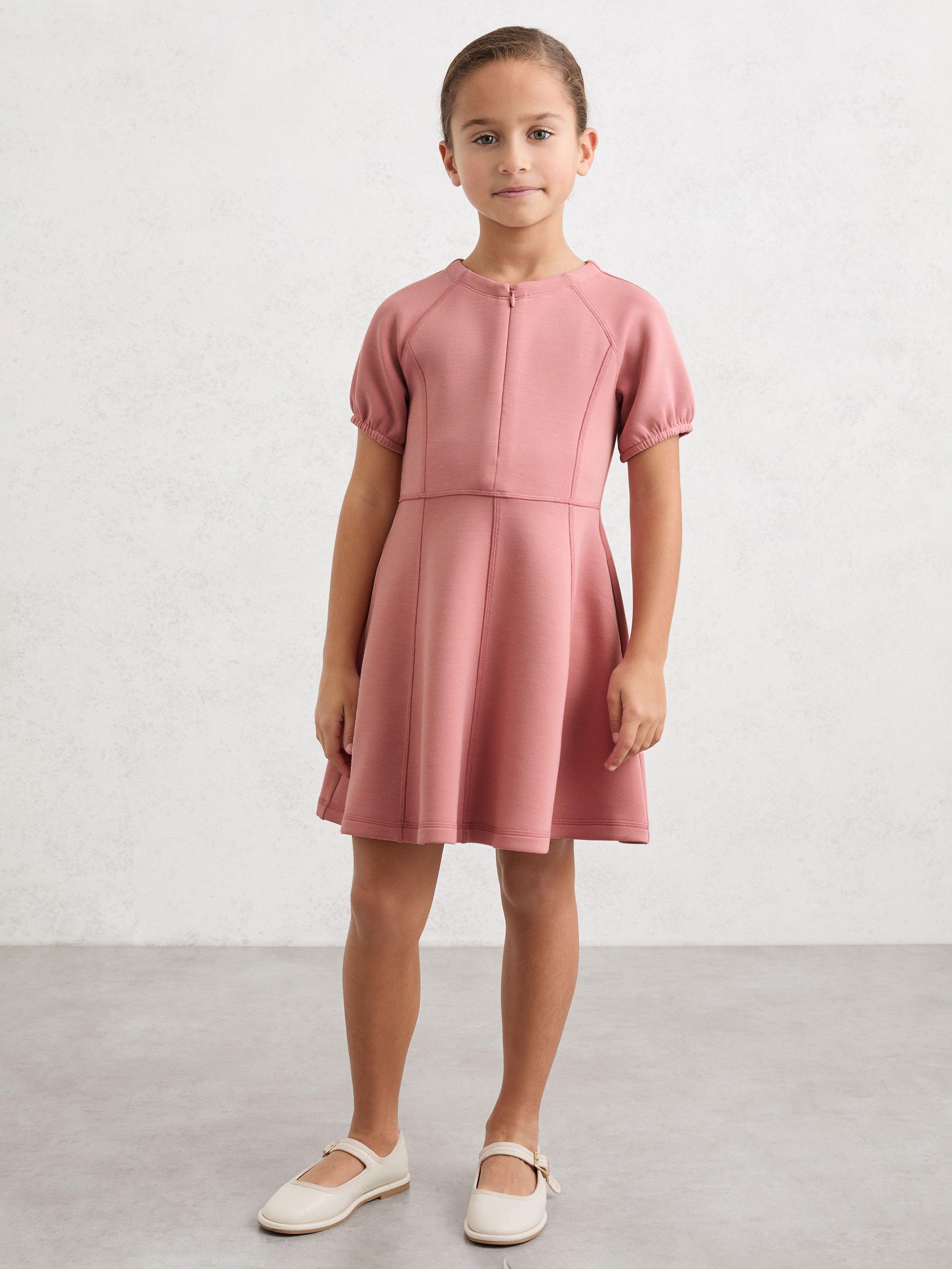 Reiss Kids' Jenny Modal Blend Puff Sleeve Dress, Rose