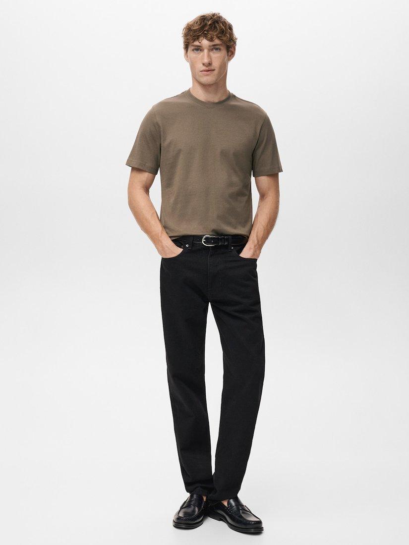 Mango Cherlo Cotton Slim Fit Short Sleeve T-Shirt, Medium Brown
