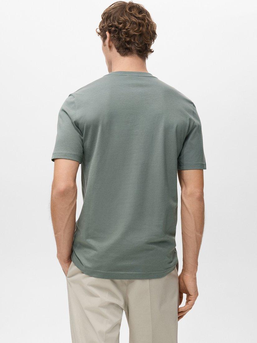 Mango Cherlo Cotton Slim Fit Short Sleeve T-Shirt, Medium Green