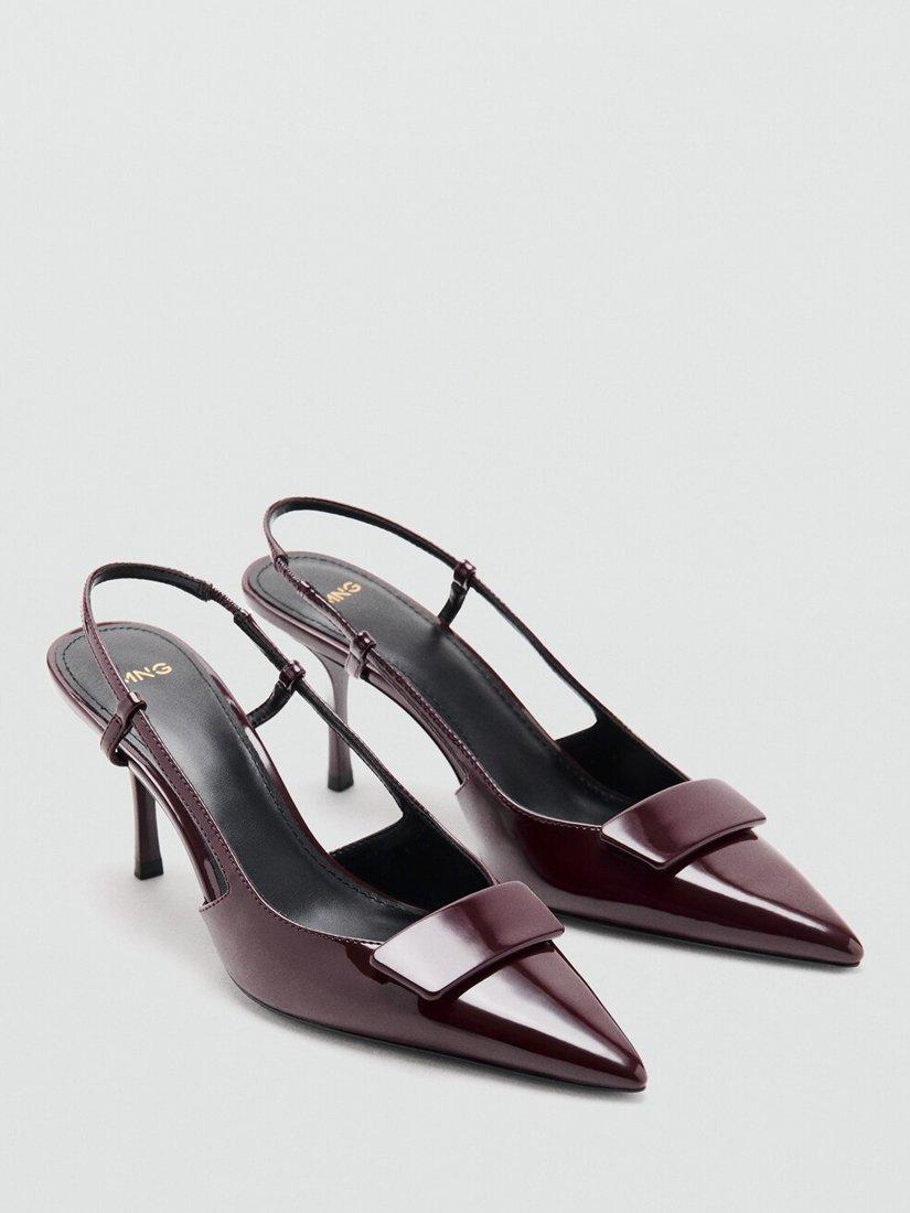 Mango Day Patent Slingback Court Shoes, Burgundy