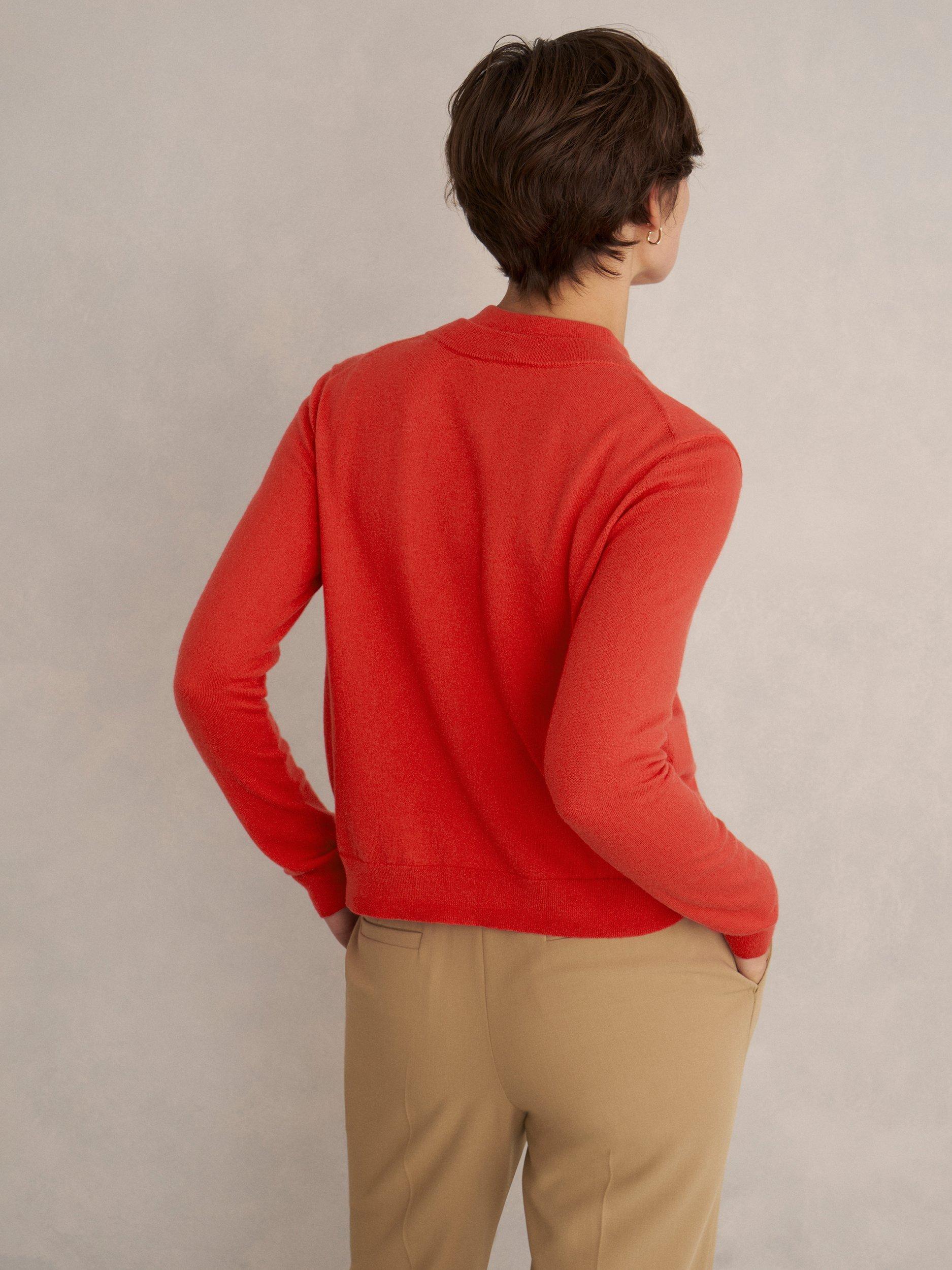 Hobbs Priya Crew Neck Wool Rich Cardigan, Hibiscus Red