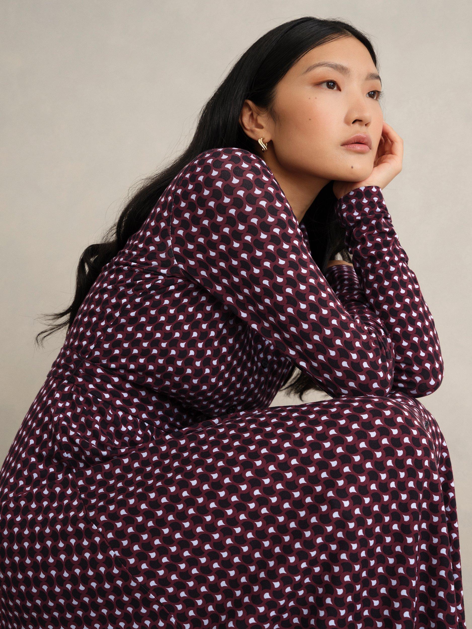 Hobbs Clarice Geometric Print Jersey Shirt Dress, Navy/Multi