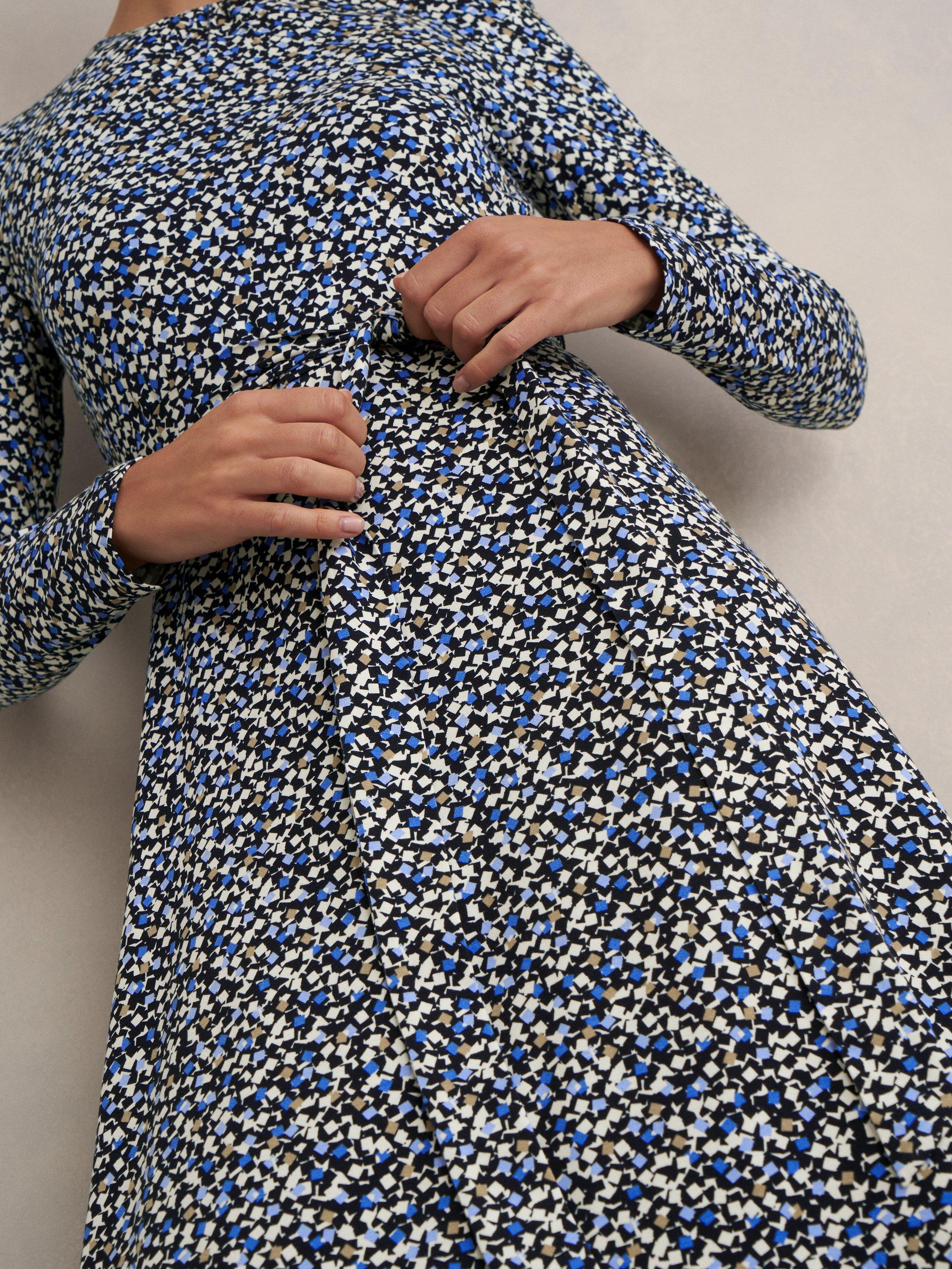 Hobbs Petite Dakota Geometric Jersey Dress, Navy/Multi