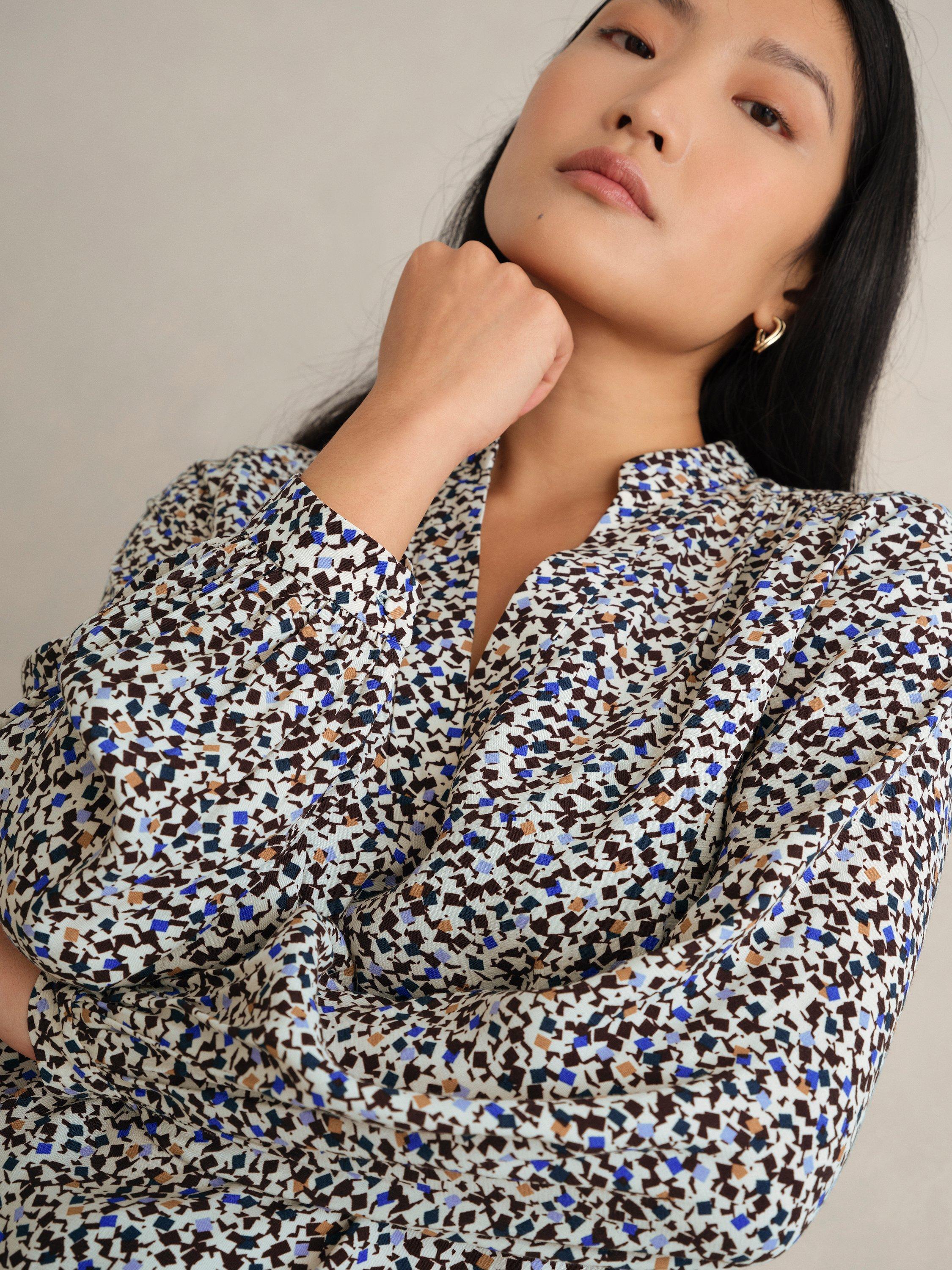 Hobbs Mila Geometric Print Blouse, Cream/Multi