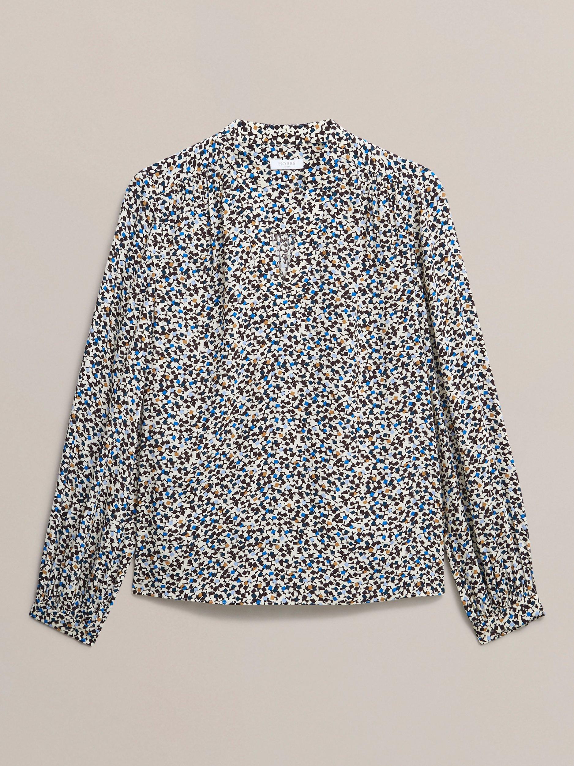 Hobbs Mila Geometric Print Blouse, Cream/Multi