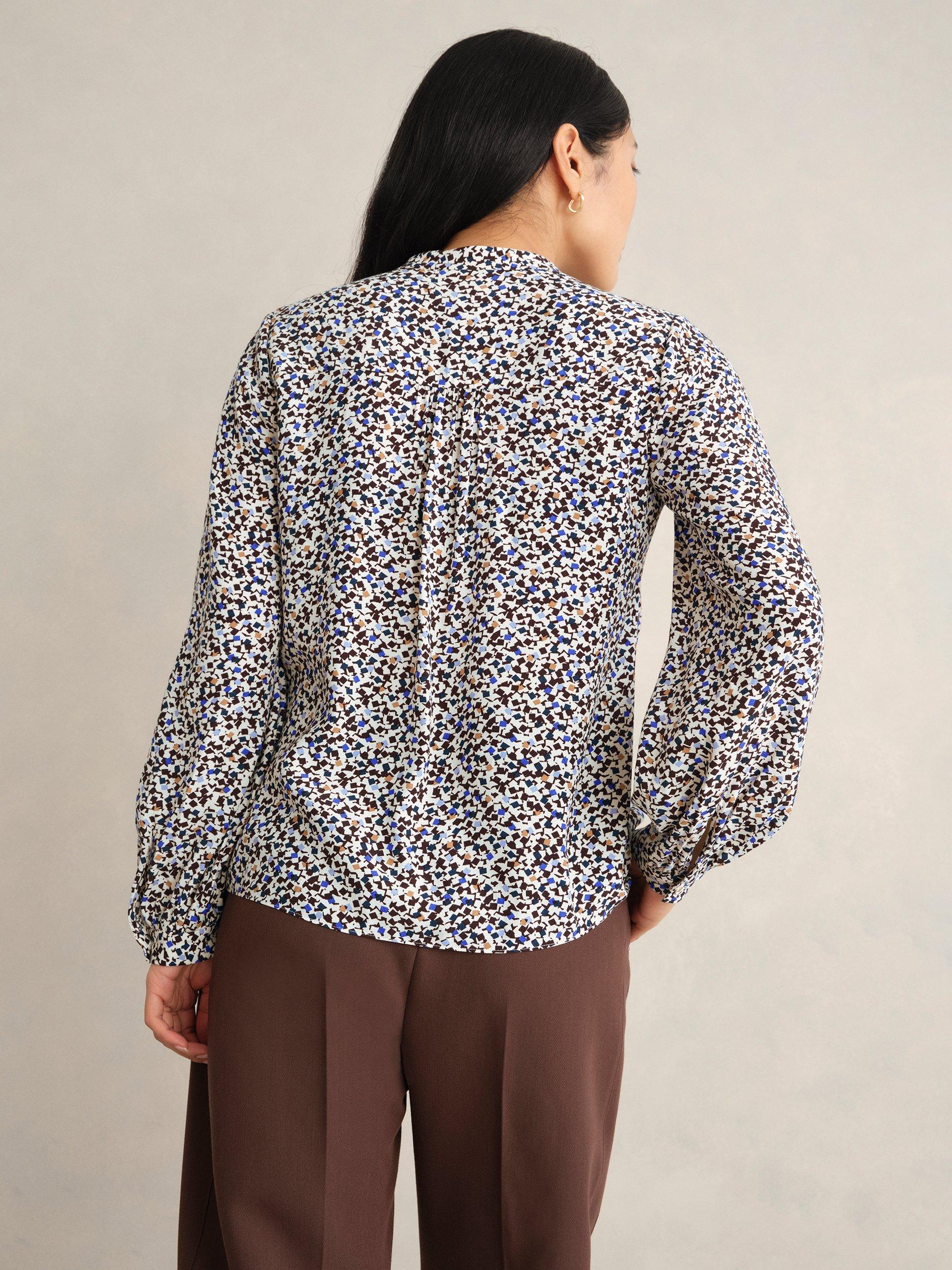 Hobbs Mila Geometric Print Blouse, Cream/Multi