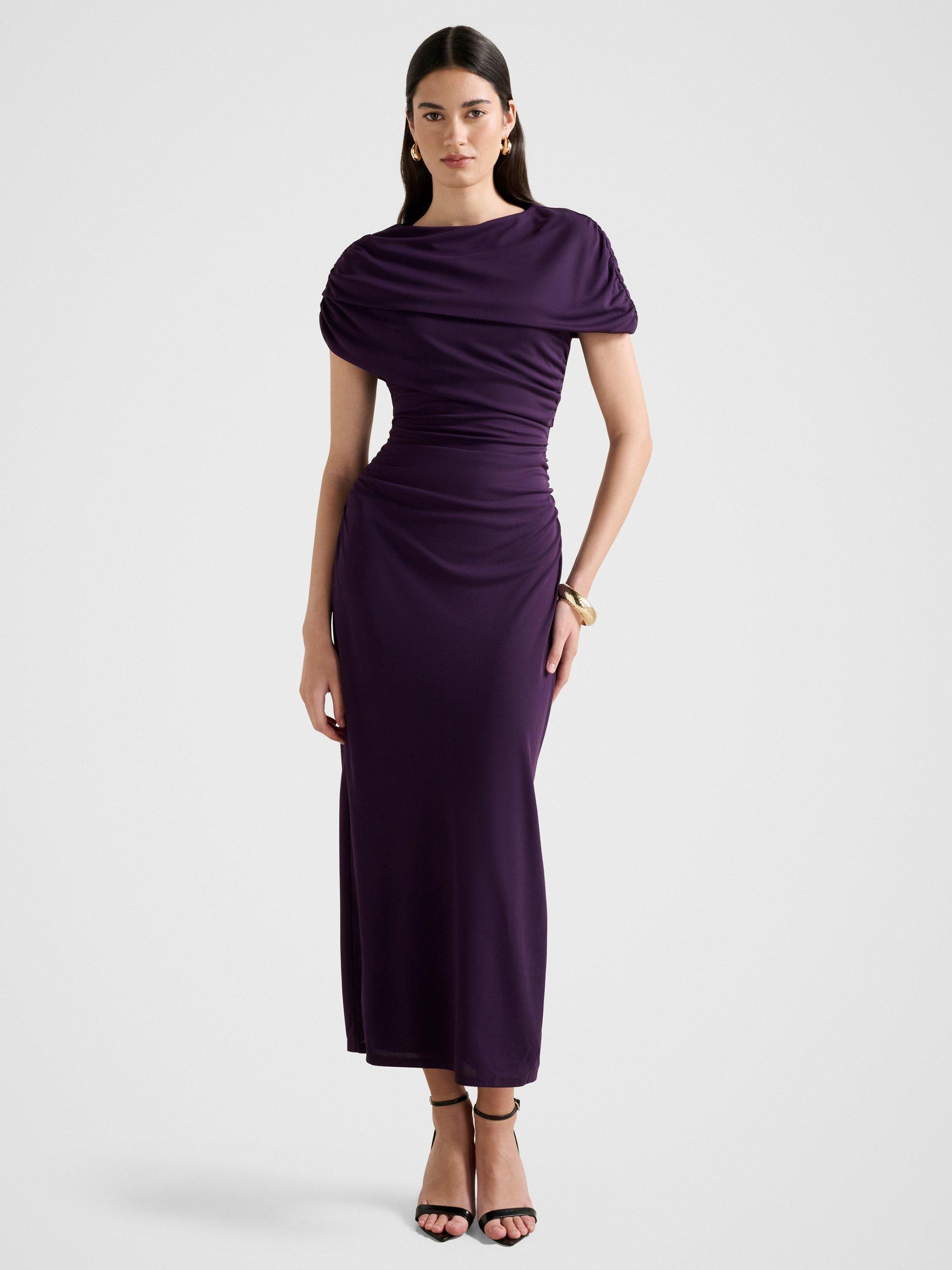 Forever New Kori Draped Midi Dress, Blackberry Cordial