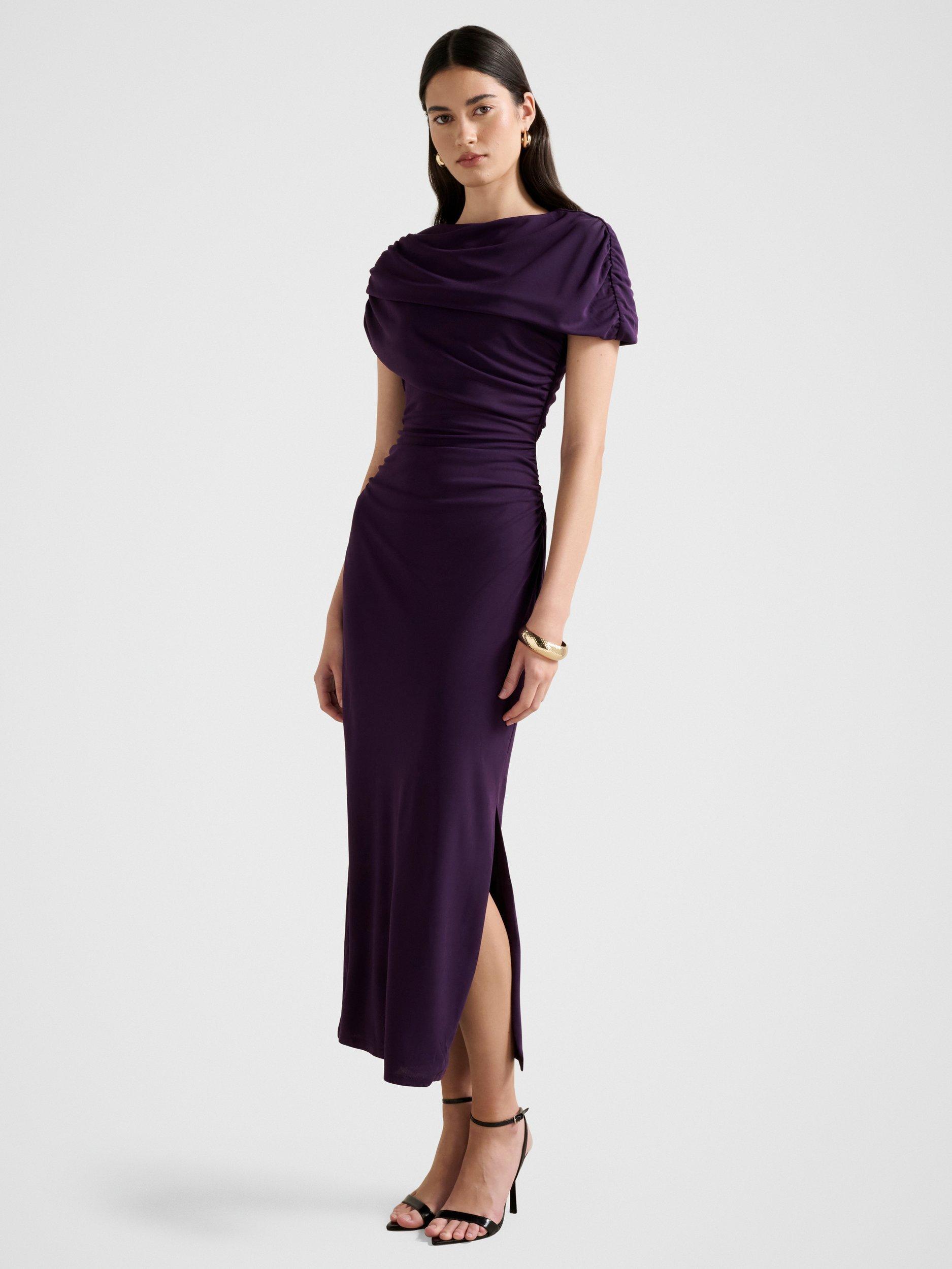Forever New Kori Draped Midi Dress, Blackberry Cordial