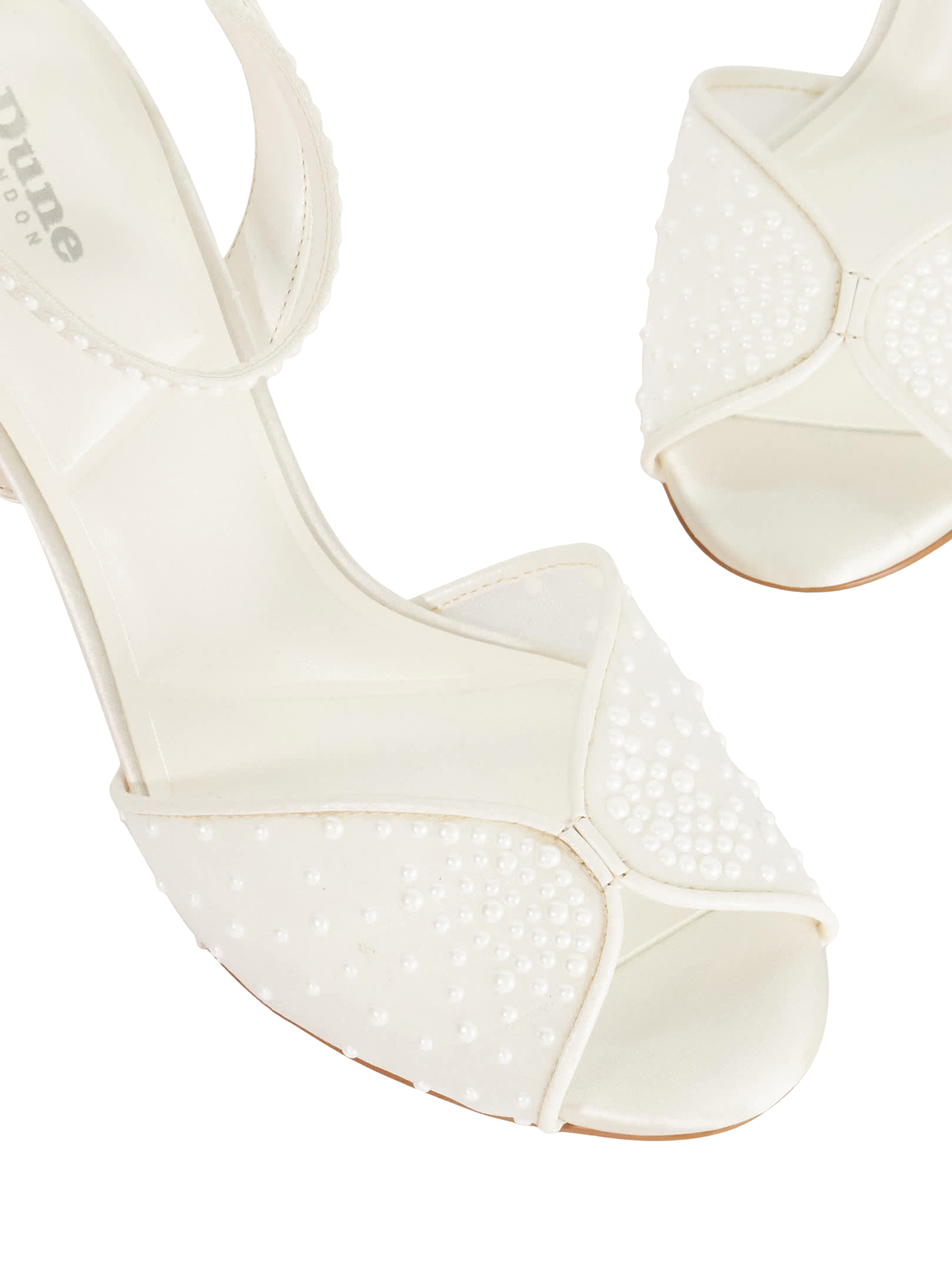 Dune London Musings Bridal Embellished Mesh Court Shoes, Ivory