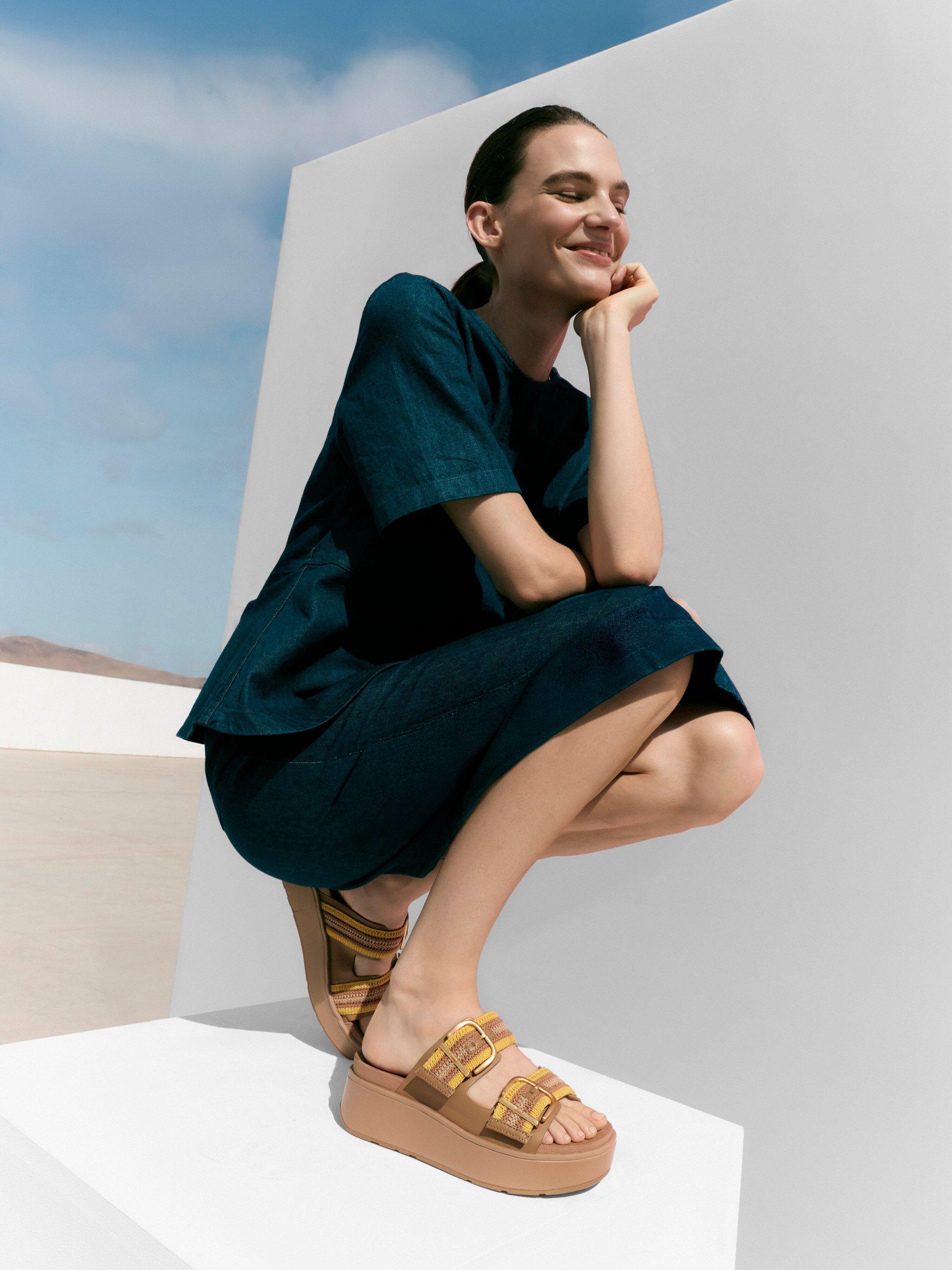 FitFlop Gen-FF Max Buckle Stripe Webbing Two Bar Slider Sandals ...
