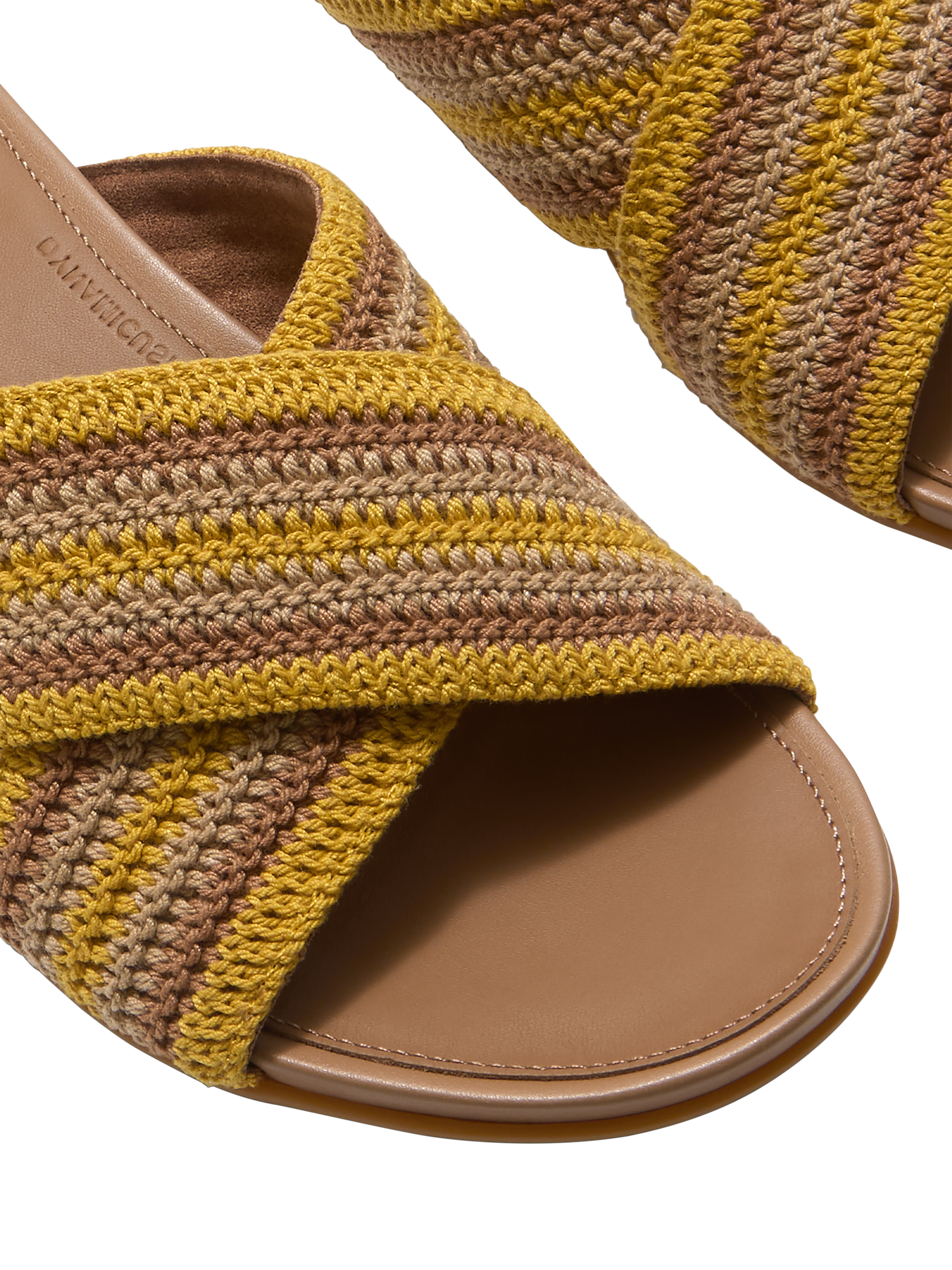 FitFlop Gracie Stripe-Webbing Cross Slider Sandals, Turmeric/Tan
