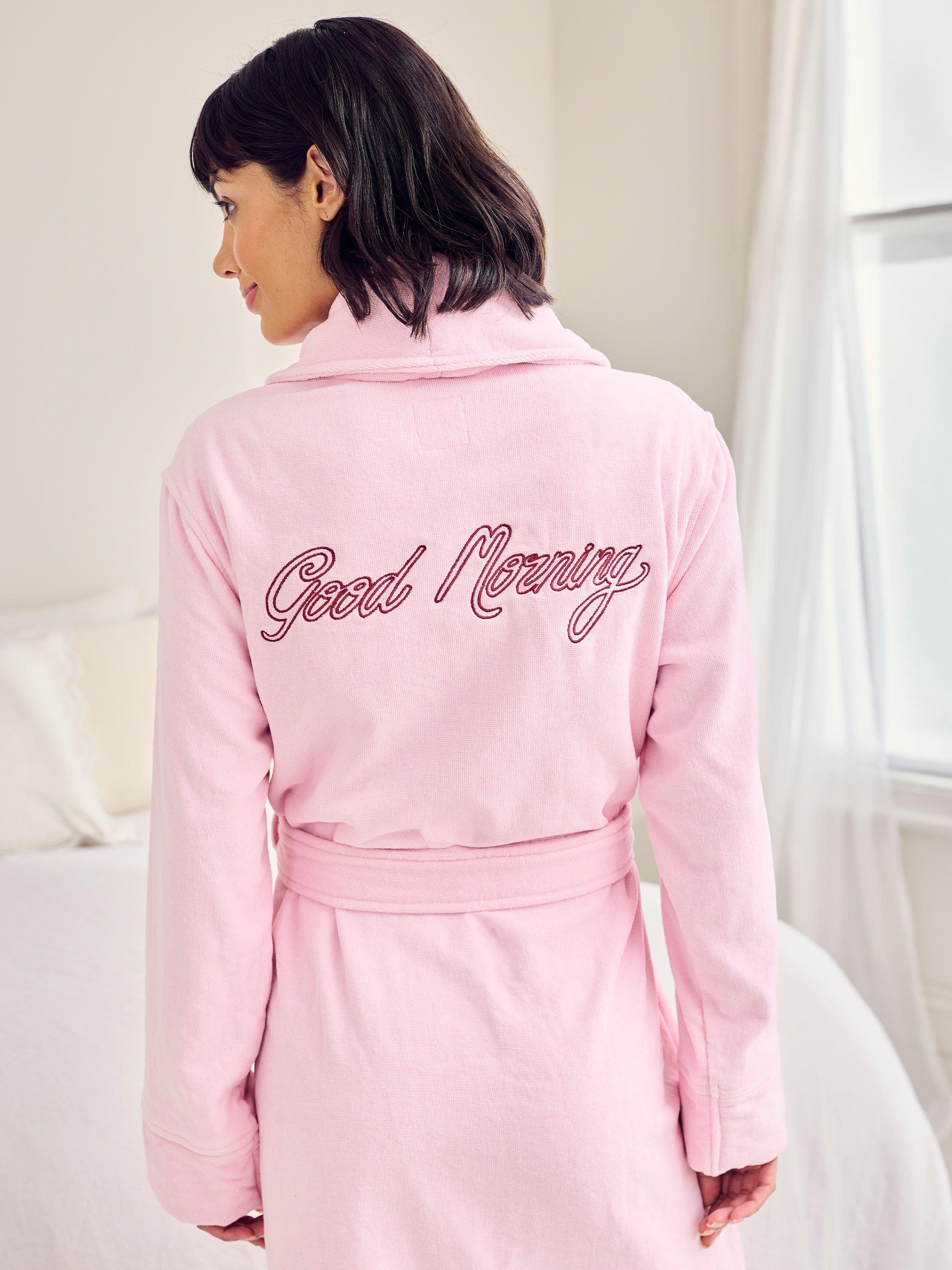 Chelsea Peers Good Morning Towelling Dressing Gown, Pink