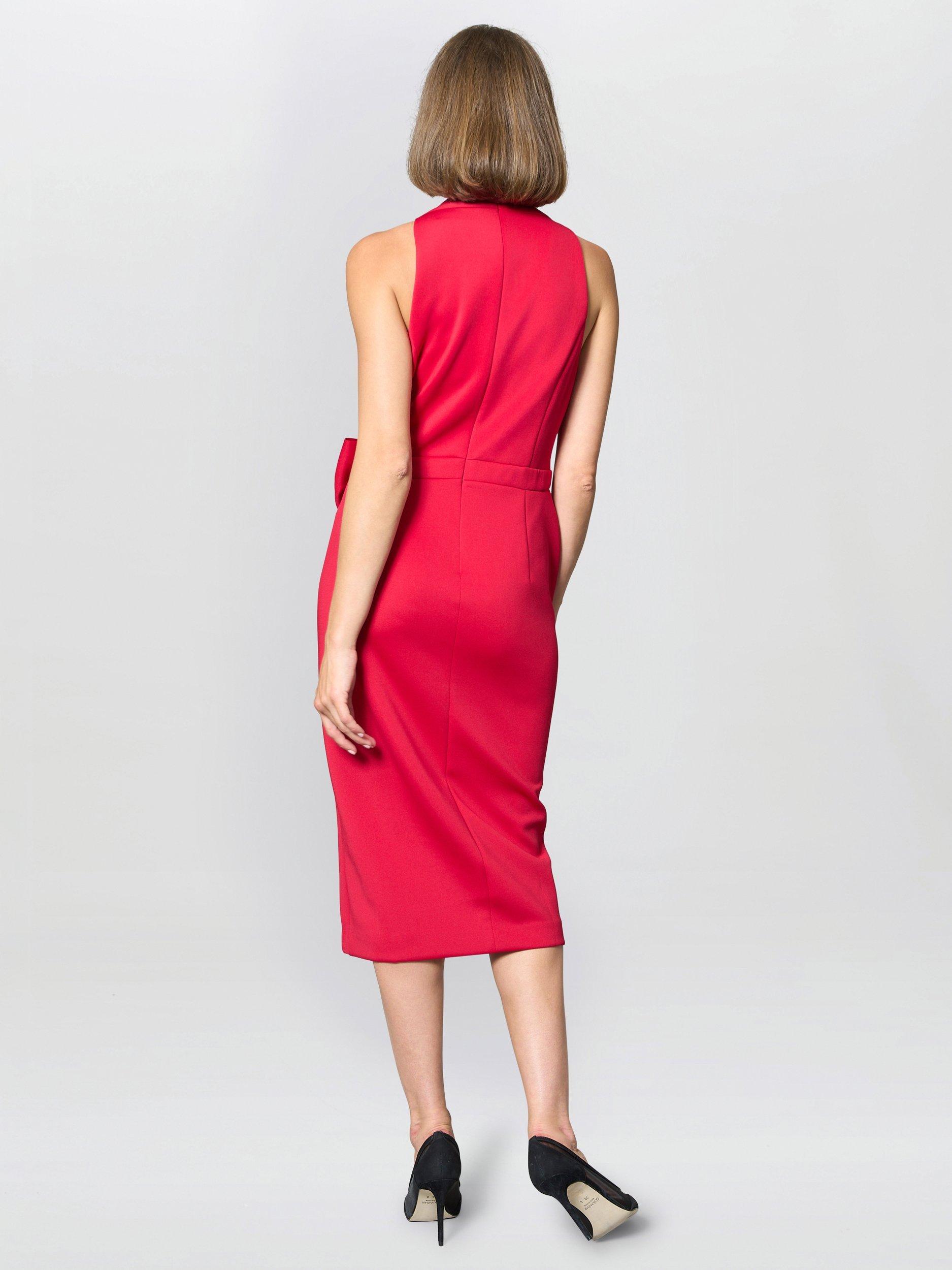 Gina Bacconi Elliana Bow Detail Midi Dress, Red