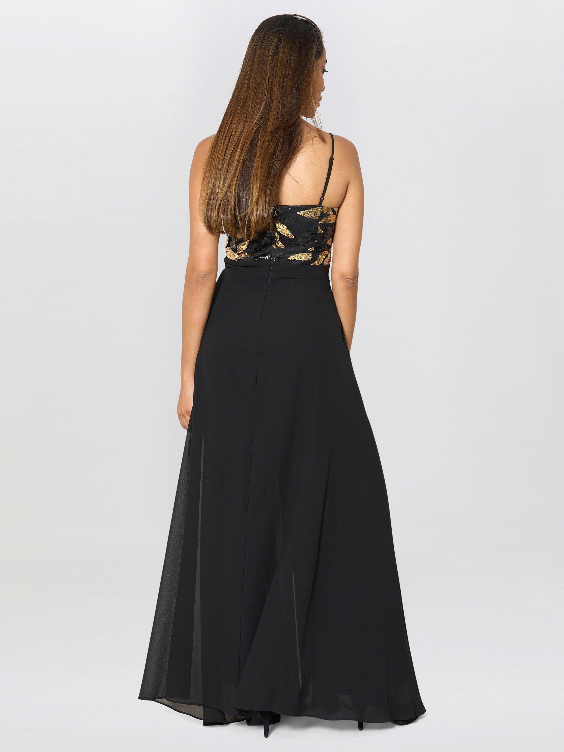 Gina Bacconi Fannie Floral Wide Leg Jumpsuit, Black/Gold, 8