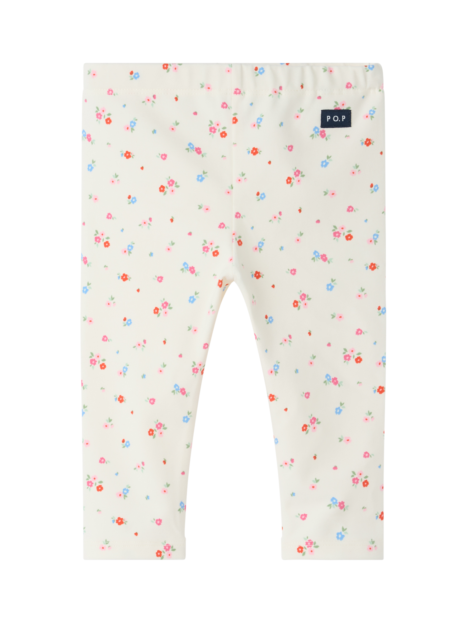 Polarn O. Pyret Baby Organic Cotton Floral Leggings, Natural