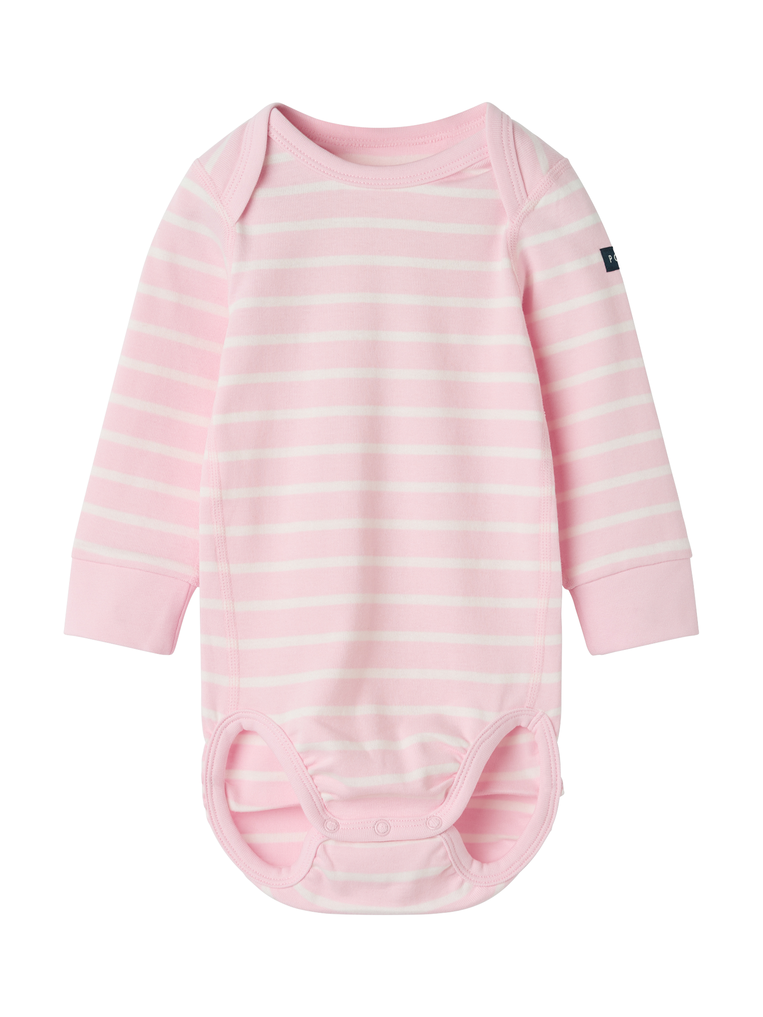 Polarn O. Pyret Baby Organic Cotton Stripe Babygrow Bodysuit, Pink