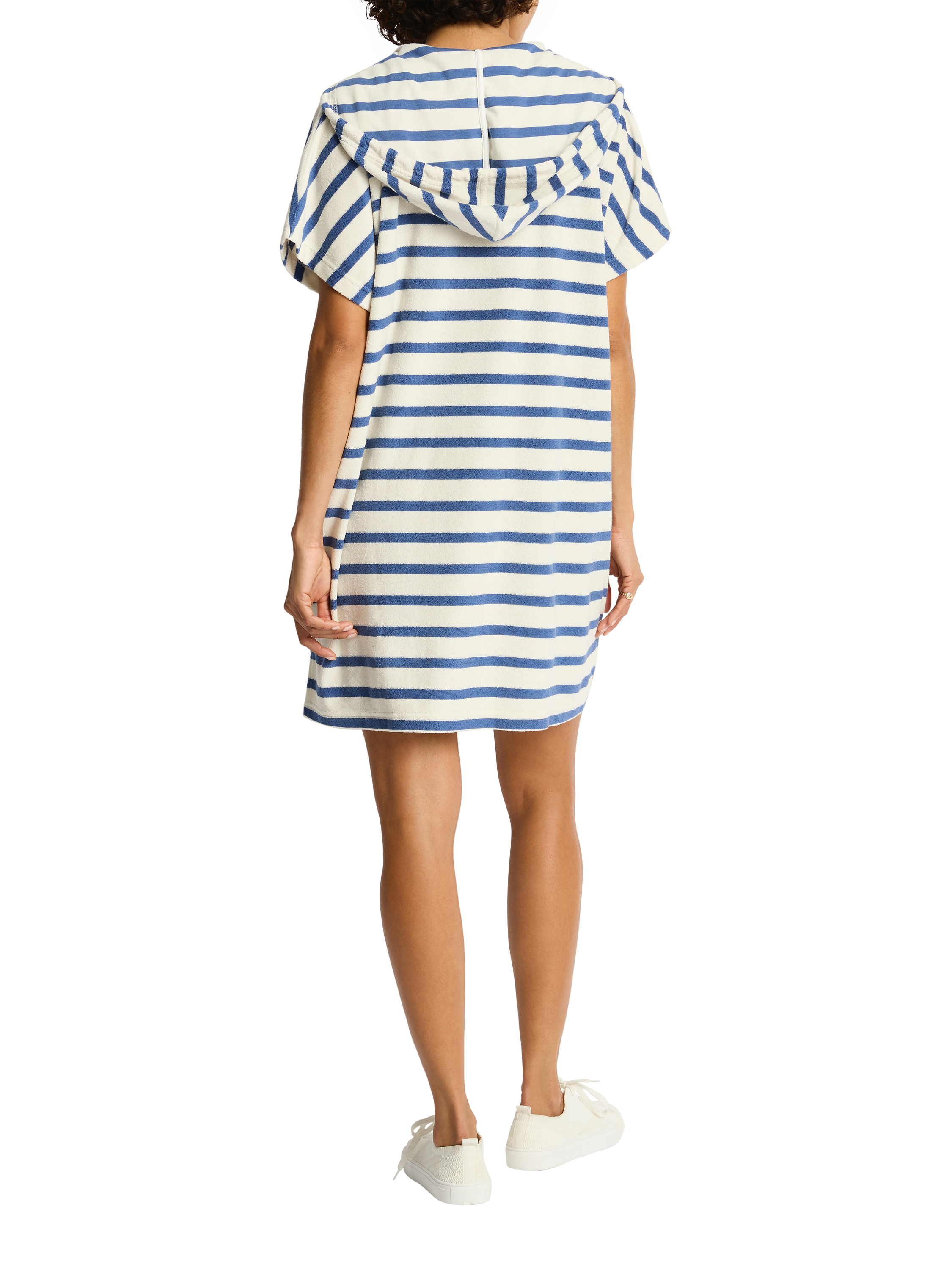 Sea Level Ahoy Beach Poncho, Denim Blue/White