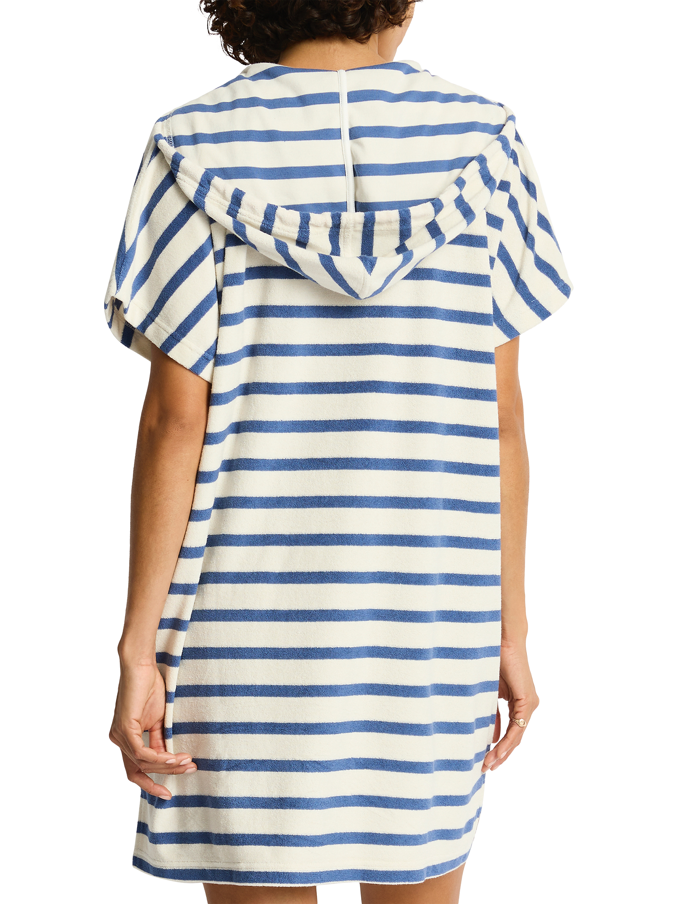 Sea Level Ahoy Beach Poncho, Denim Blue/White