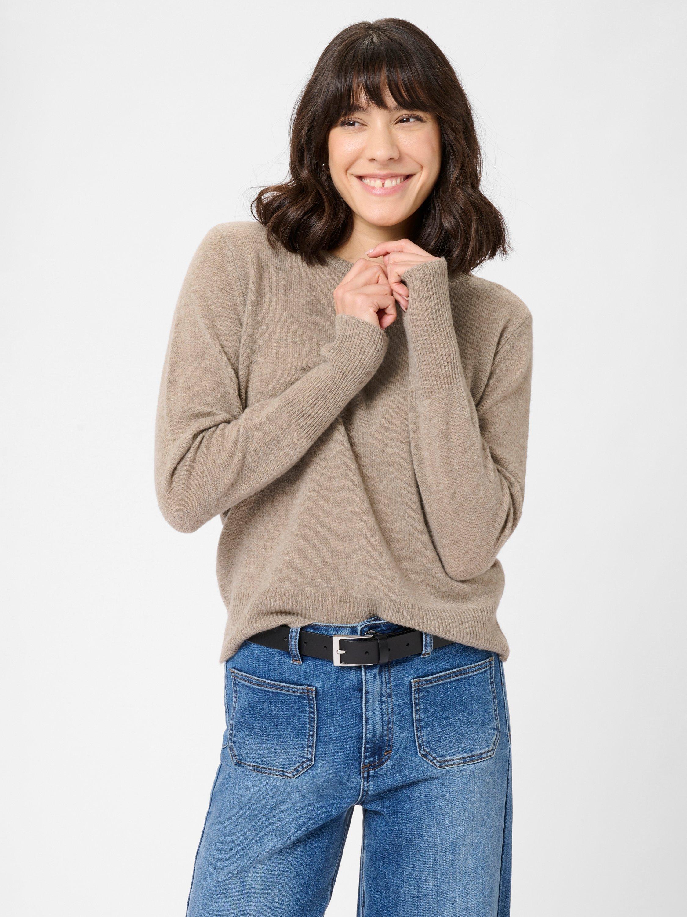 KAFFE Cashie Crew Neck Wool Rich Jumper, Brown