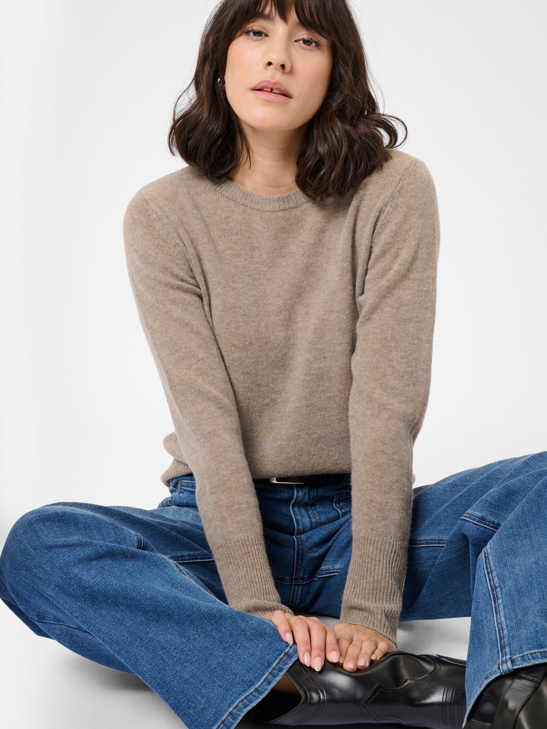 KAFFE Cashie Crew Neck Wool Rich Jumper, Brown