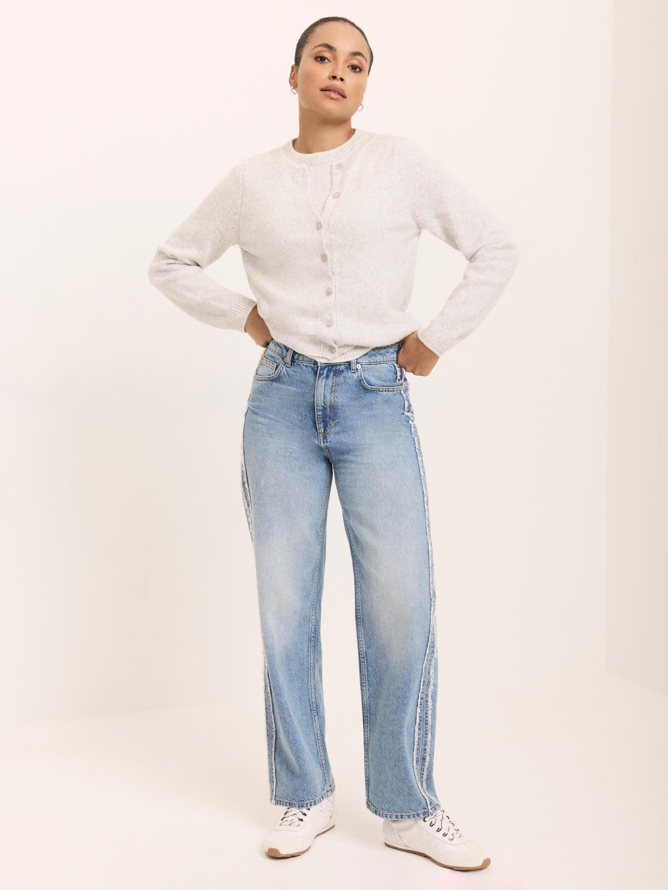 Mint Velvet Side Trim Boyfriend Jeans, Blue Multi Blue
