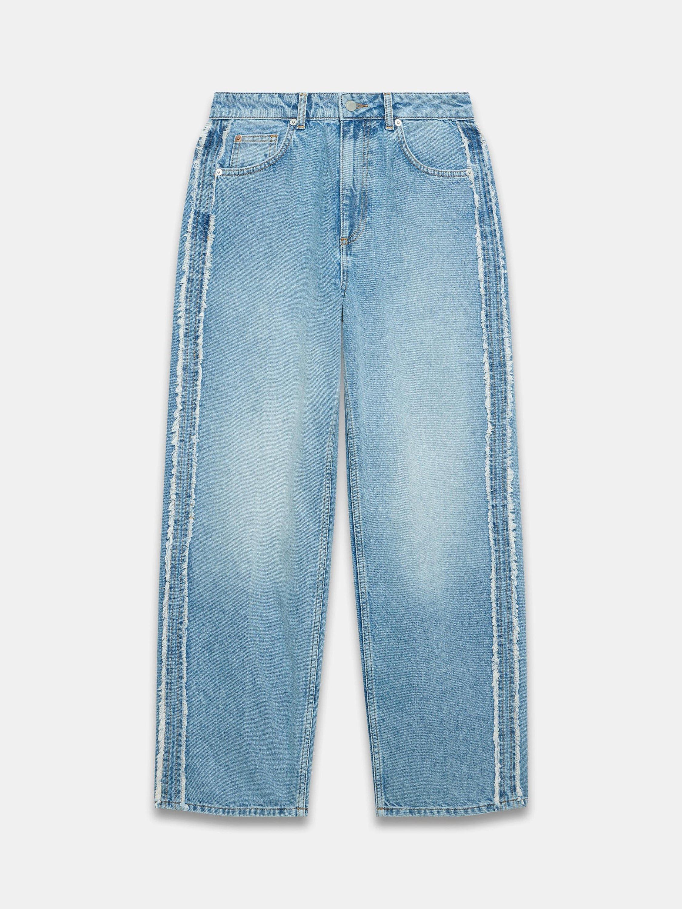 Mint Velvet Side Trim Boyfriend Jeans, Blue Multi Blue