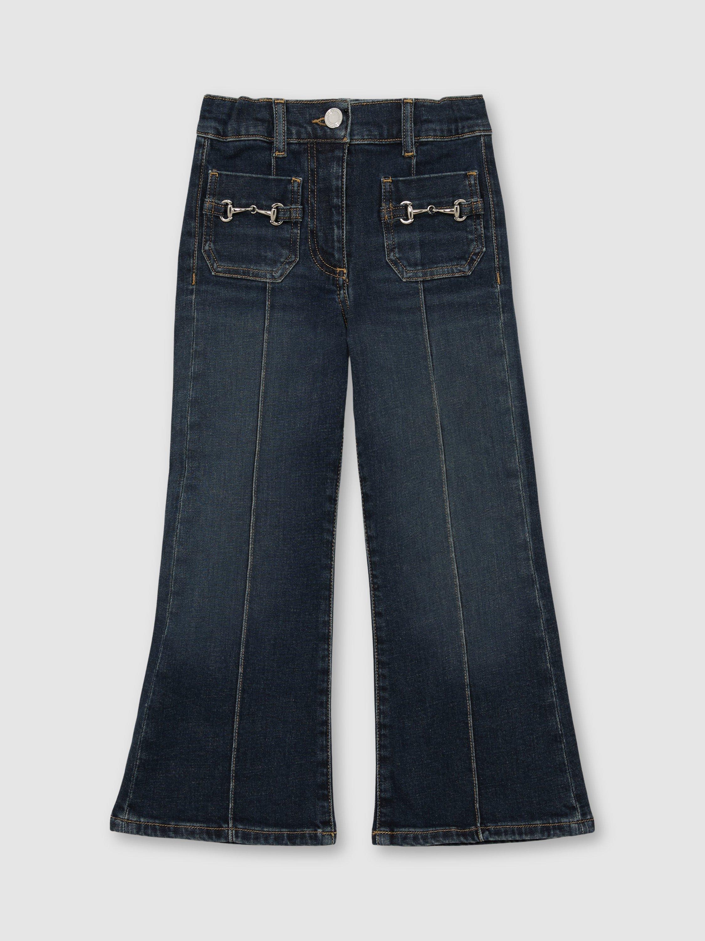 Reiss Kids' Sara Pocket Detail Denim Jeans, Blue