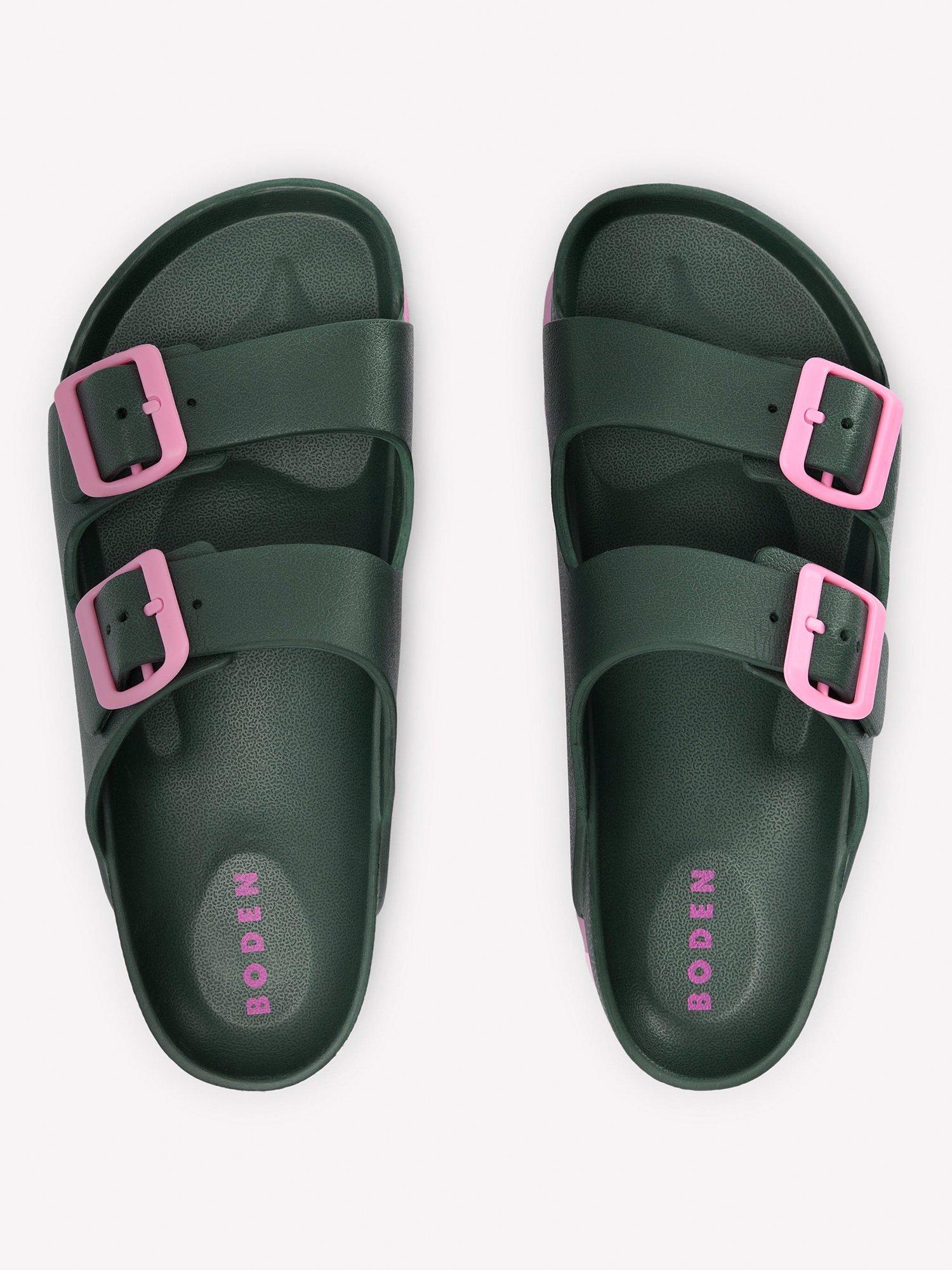 Boden Lyla Double Buckle Slider Sandals, Khaki/Pink