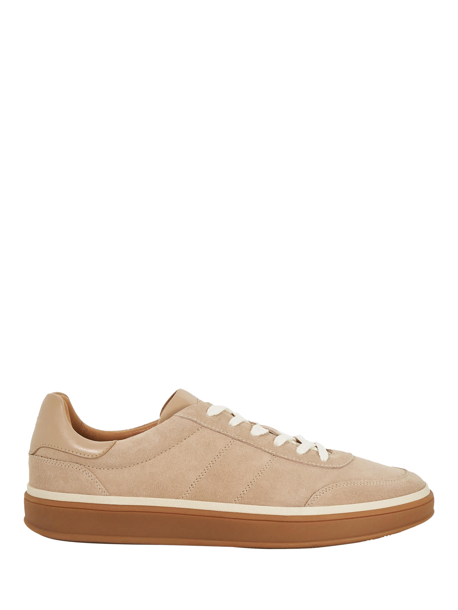 Dune London Tony Lace Up Suede Trainers, Beige