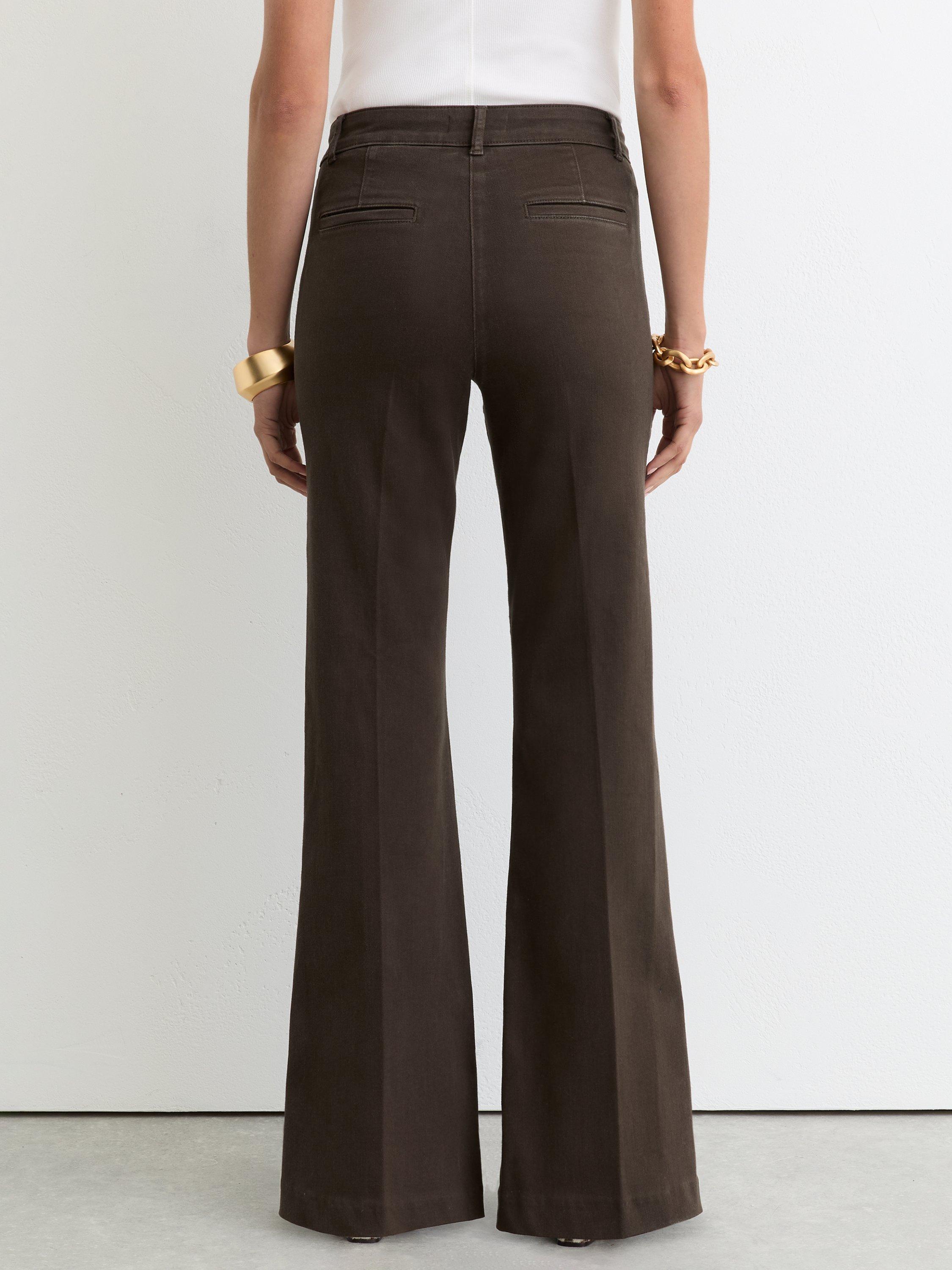 Reiss Petite Athena Flared Jeans, Khaki Green