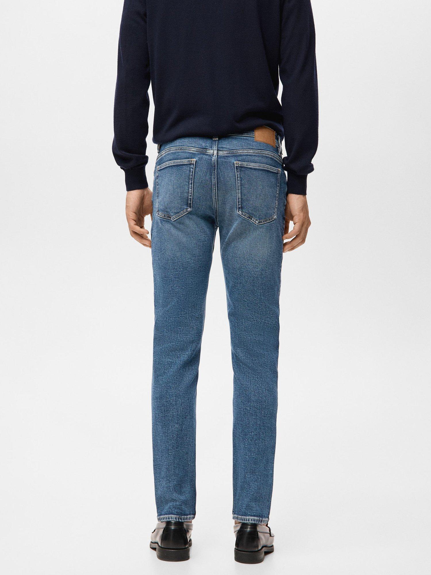 Mango Jan Medium Faded Wash Slim Fit Jeans, Open Blue